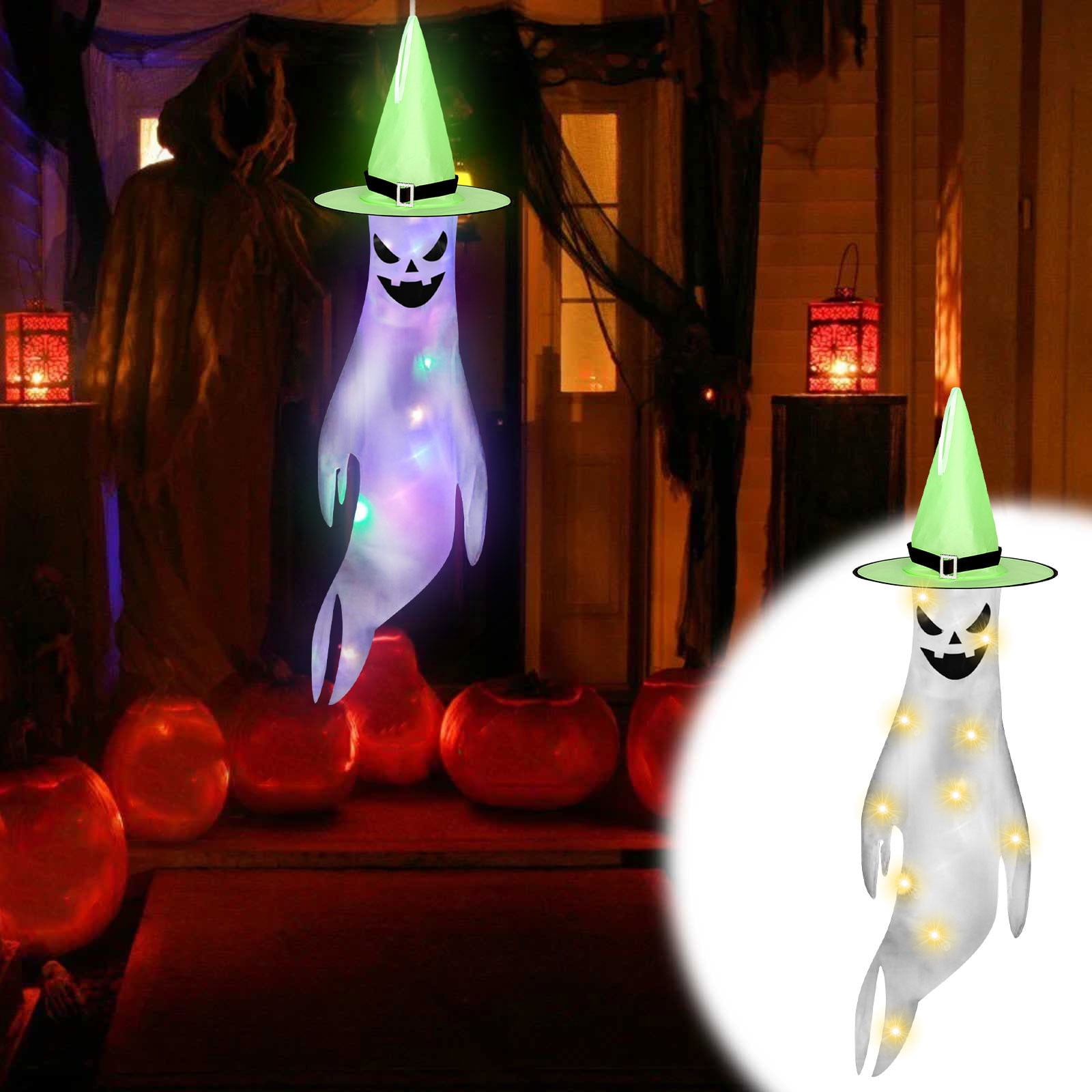 Comefolife Halloween Ghost Windsocks, Solar Powered Glowing Halloween ...