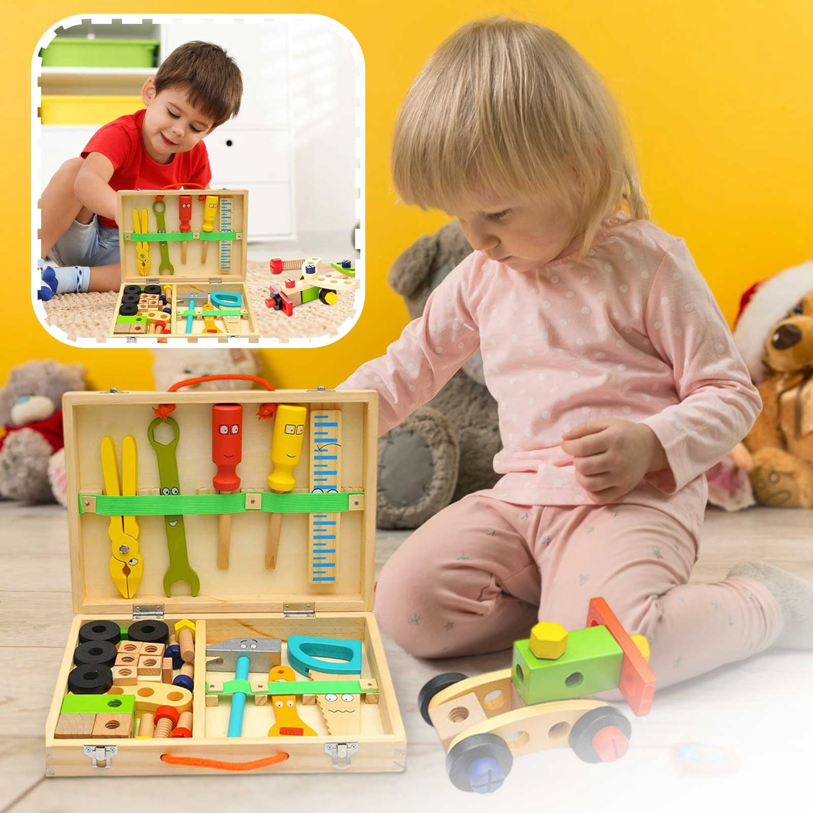 Here Comes The Children's Cartoon Toolbox And Wooden Educational Toys ...