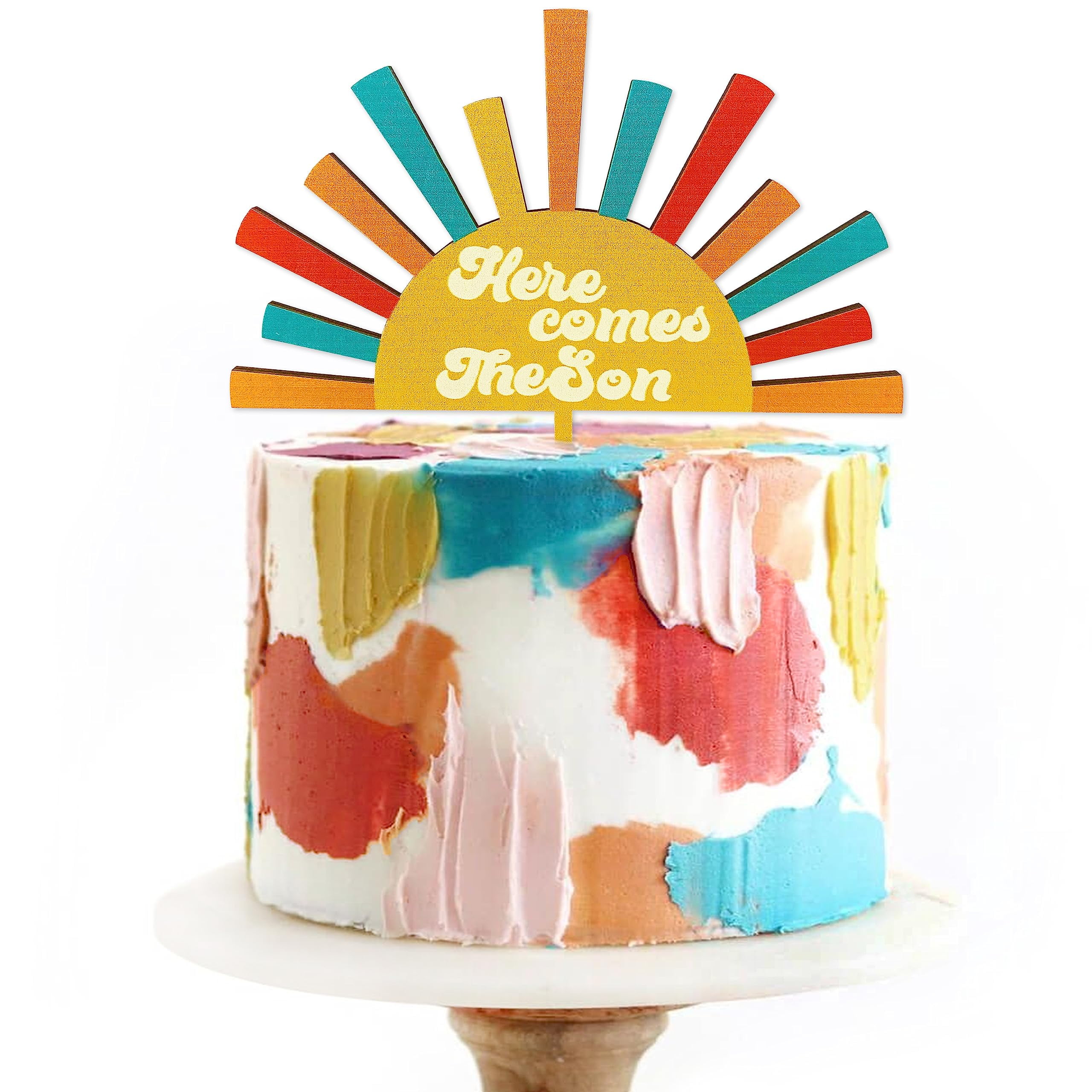 Here Comes the Son JKF25 Baby Shower Decorations Sunshine Wood Cake ...