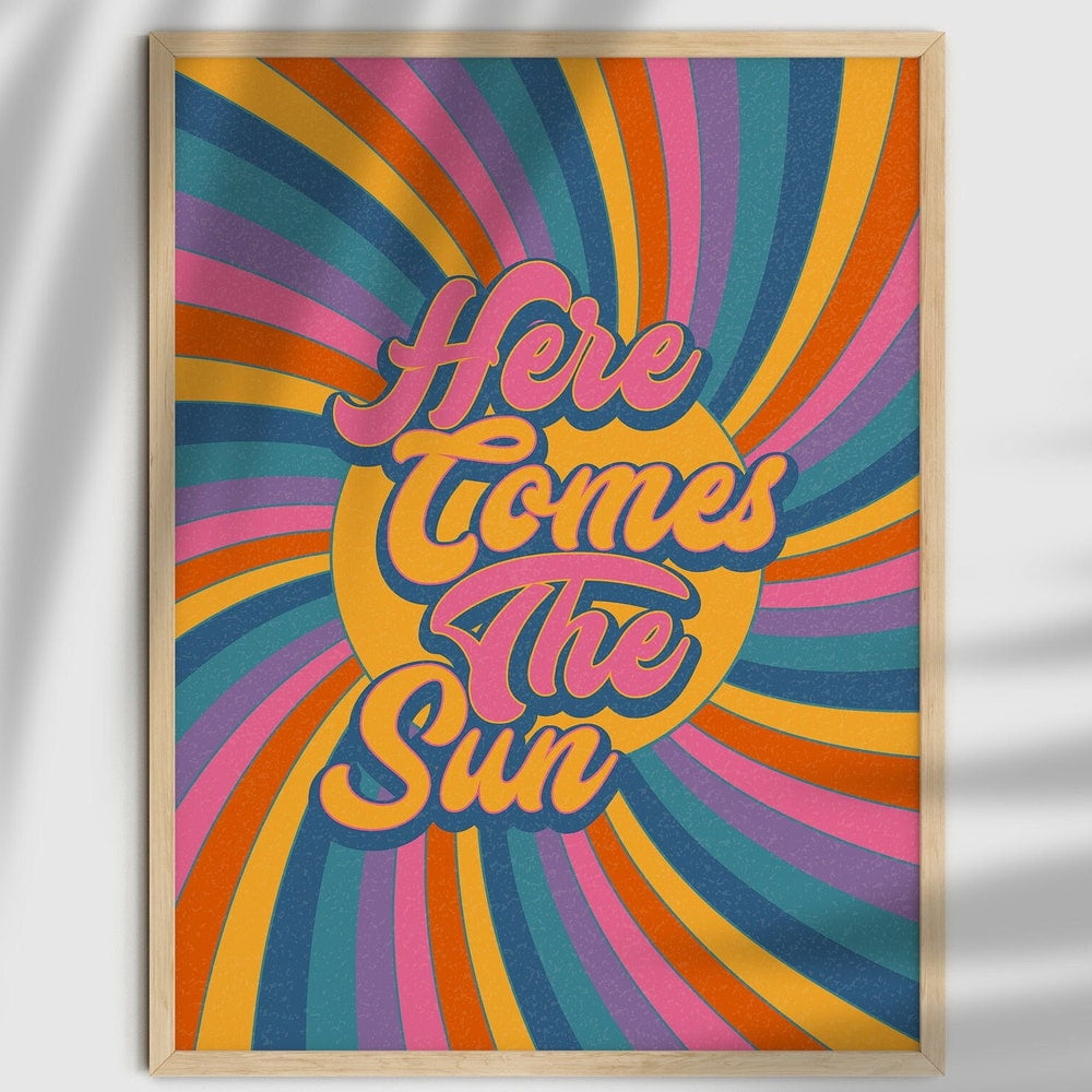 Here Comes The Sun Print, 70S Style Poster, Retro 70S Home Decor ...