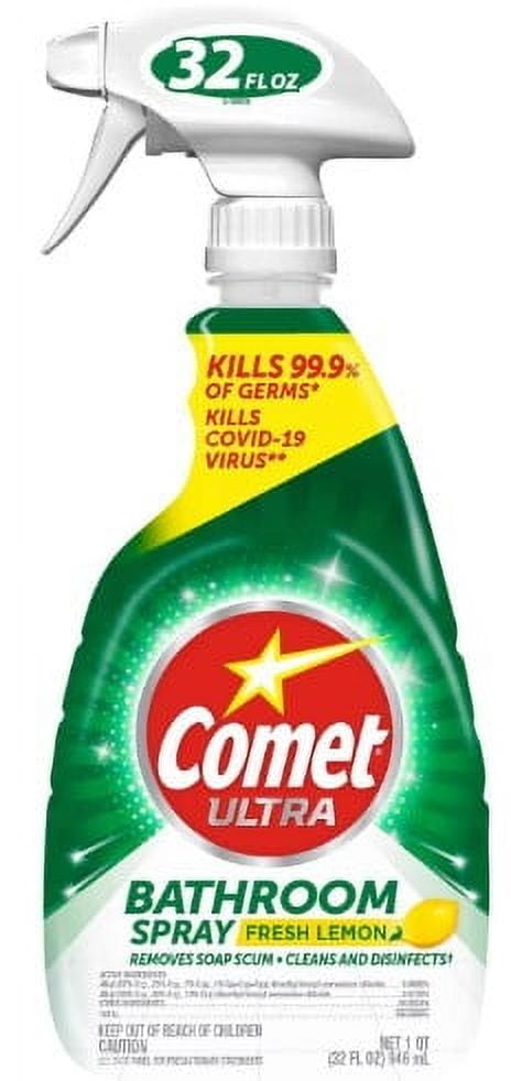 Comet Bathroom Cleaner Spray Lemon Scent 32 oz, disinfects and ...