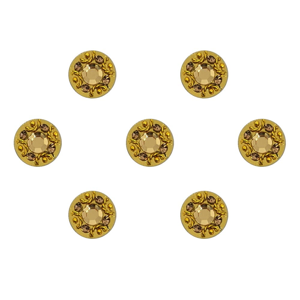 Comet Busters Beautiful Golden Bridal Round Bindi With Stone Work (9Mm ...