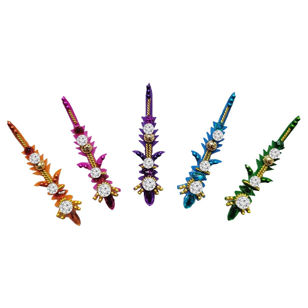 Comet Busters Long Handcrafted Traditional Multicolor Bindi With Stone ...