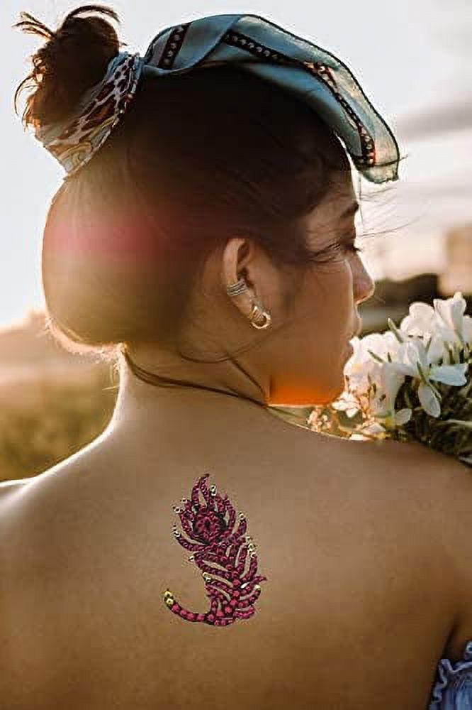 Comet Busters Pink Glitter Feather Temporary Tattoo Body Sticker (Bt243 ...