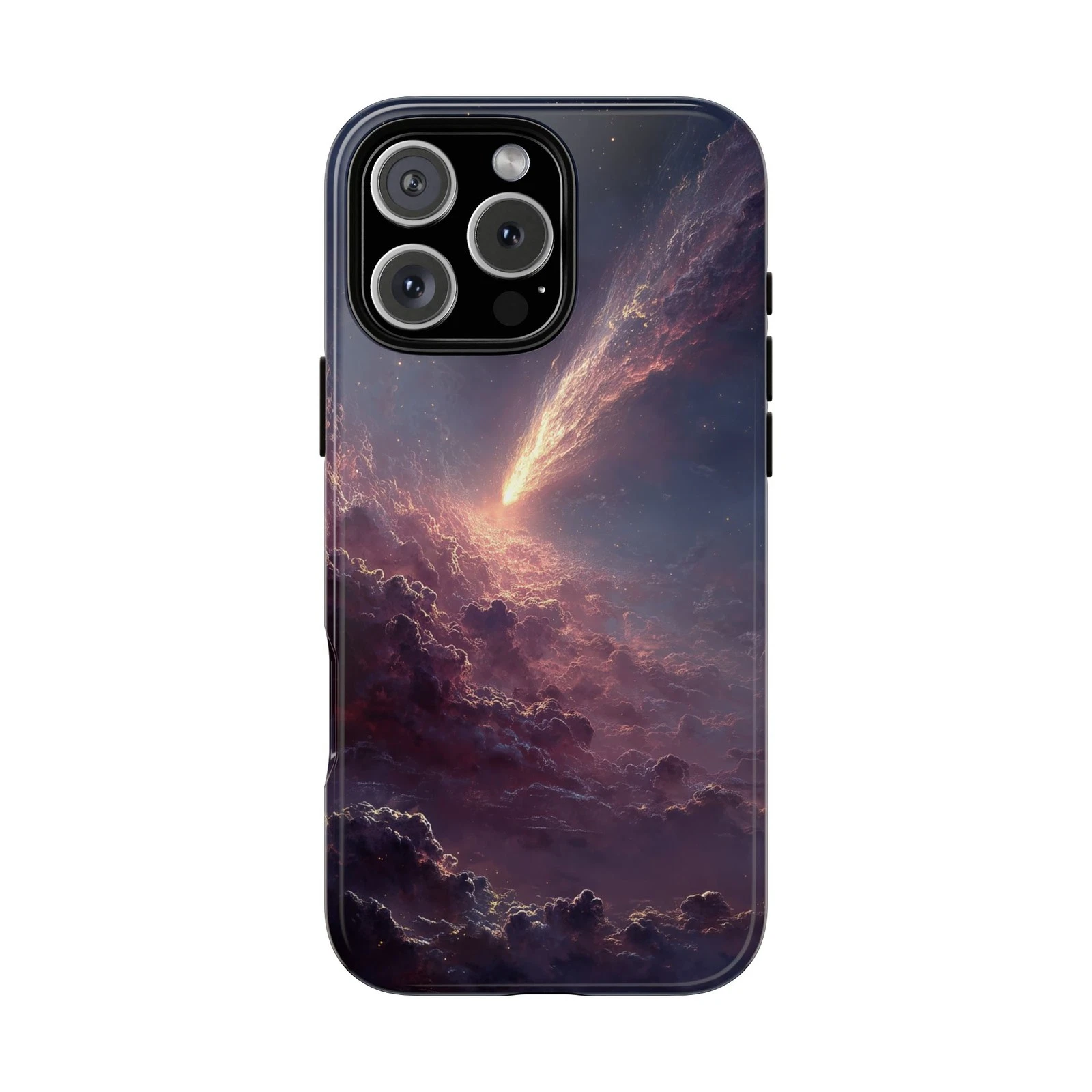Comet Gold Purple Nebula Clouds Art Case for iPhone 11-17 Pro Max ...