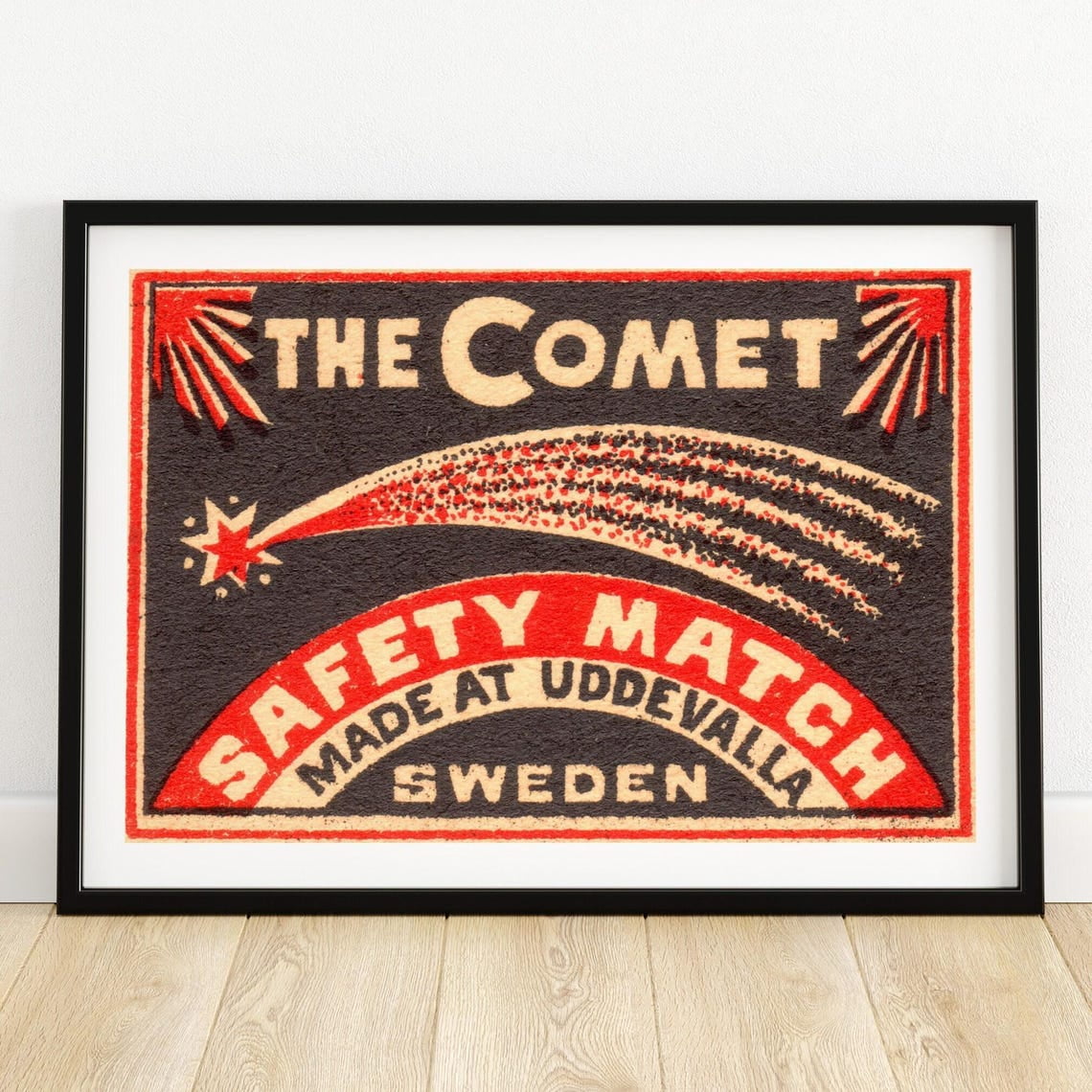 Comet Safety Match Poster Art Swedish Graphic Design Vintage Wall Decor ...