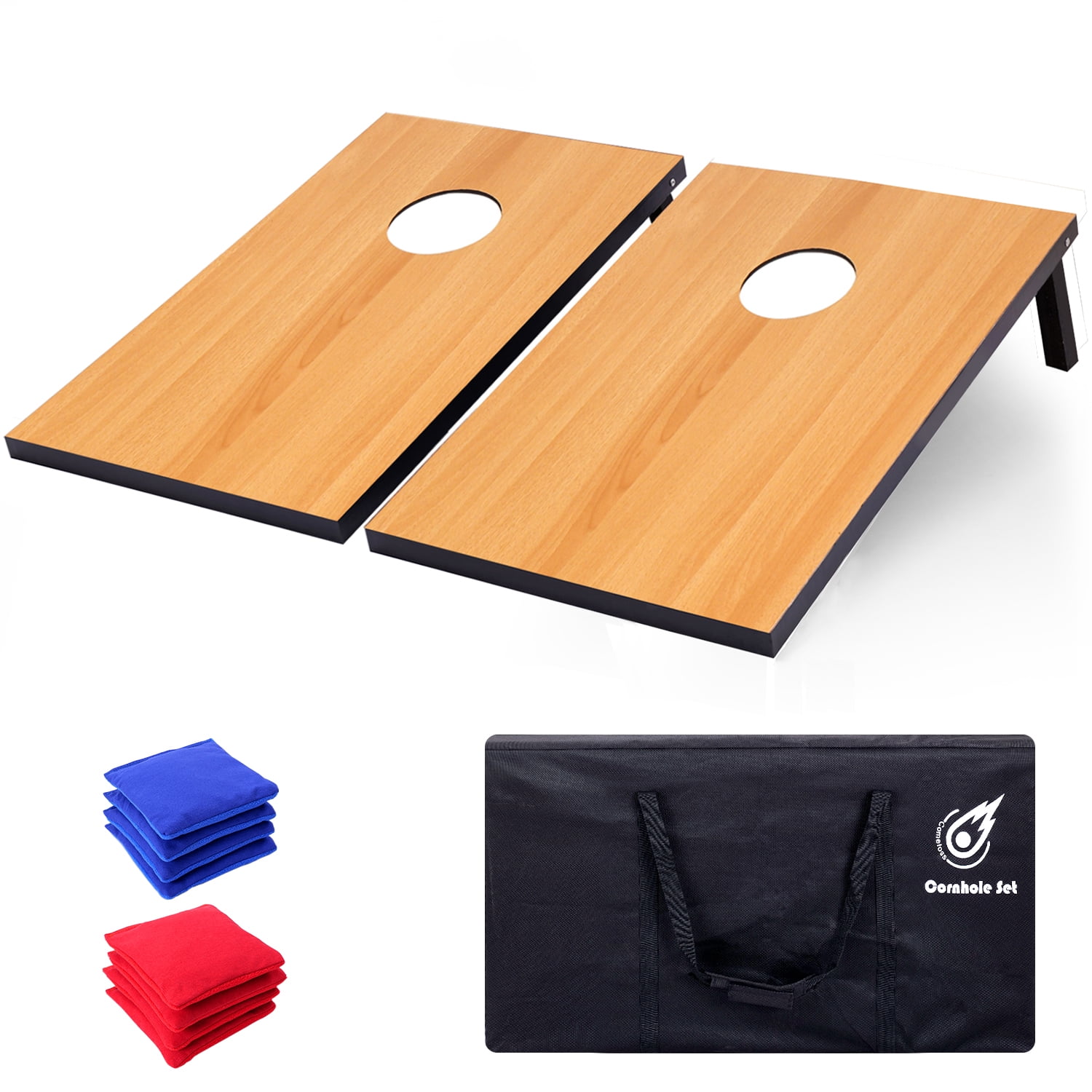 Cometoss Cornhole Set 3'x2', 2 MDF Wood Boards & 8 12oz Bean Bags with ...