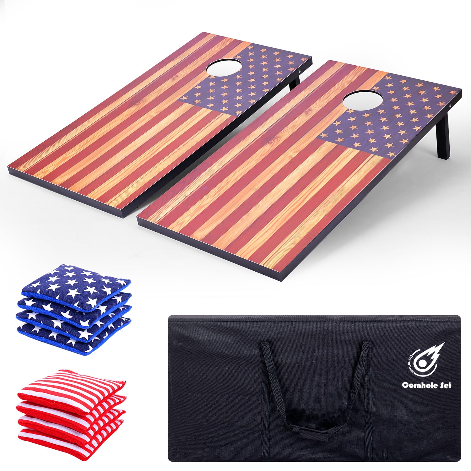 Cometoss Cornhole Set, Outdoor Bean Bag Toss Game, 4'x2' Boards ...