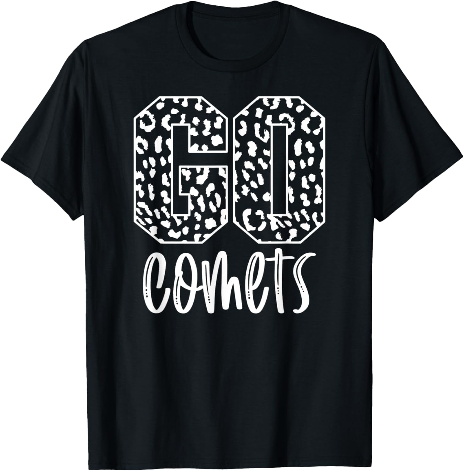 Comets Team Mascot School Spirit Game Night Leopard Print T-Shirt men and women can wear, black ...