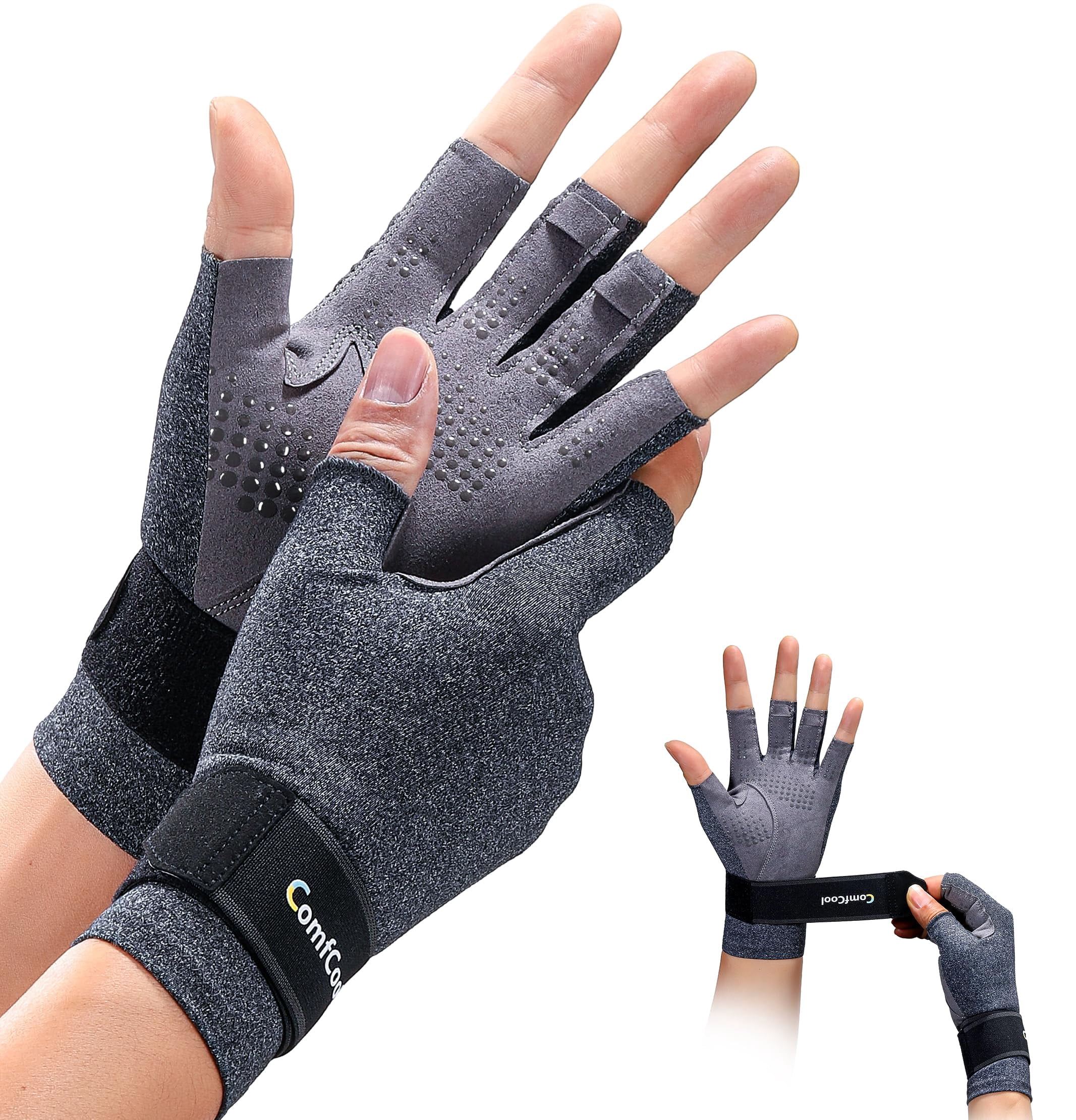 ComfCool Arthritis Gloves with Removable Wrist Strap, Strengthen ...