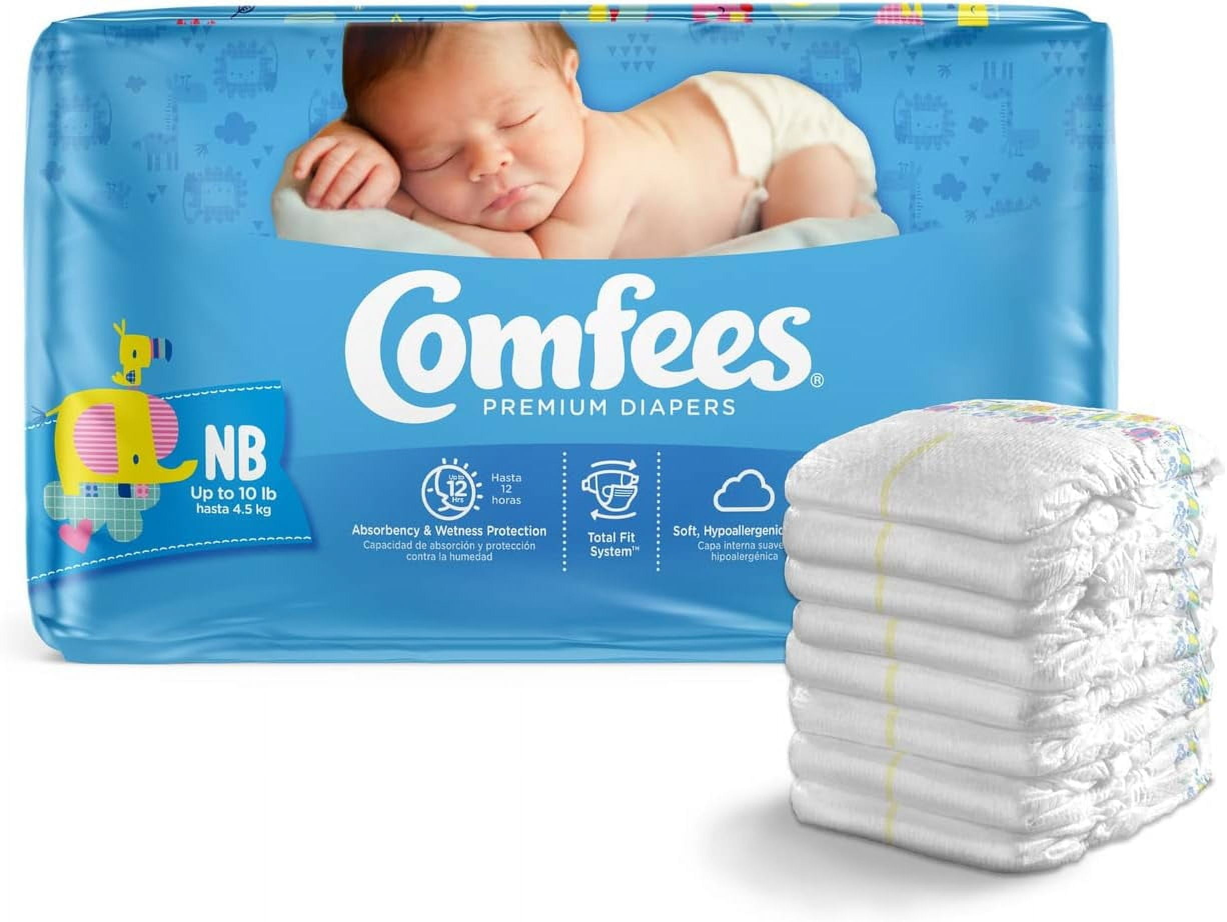 Comfees Newborn Tab Closure Disposable Baby Diapers, 42 Count - Walmart.com
