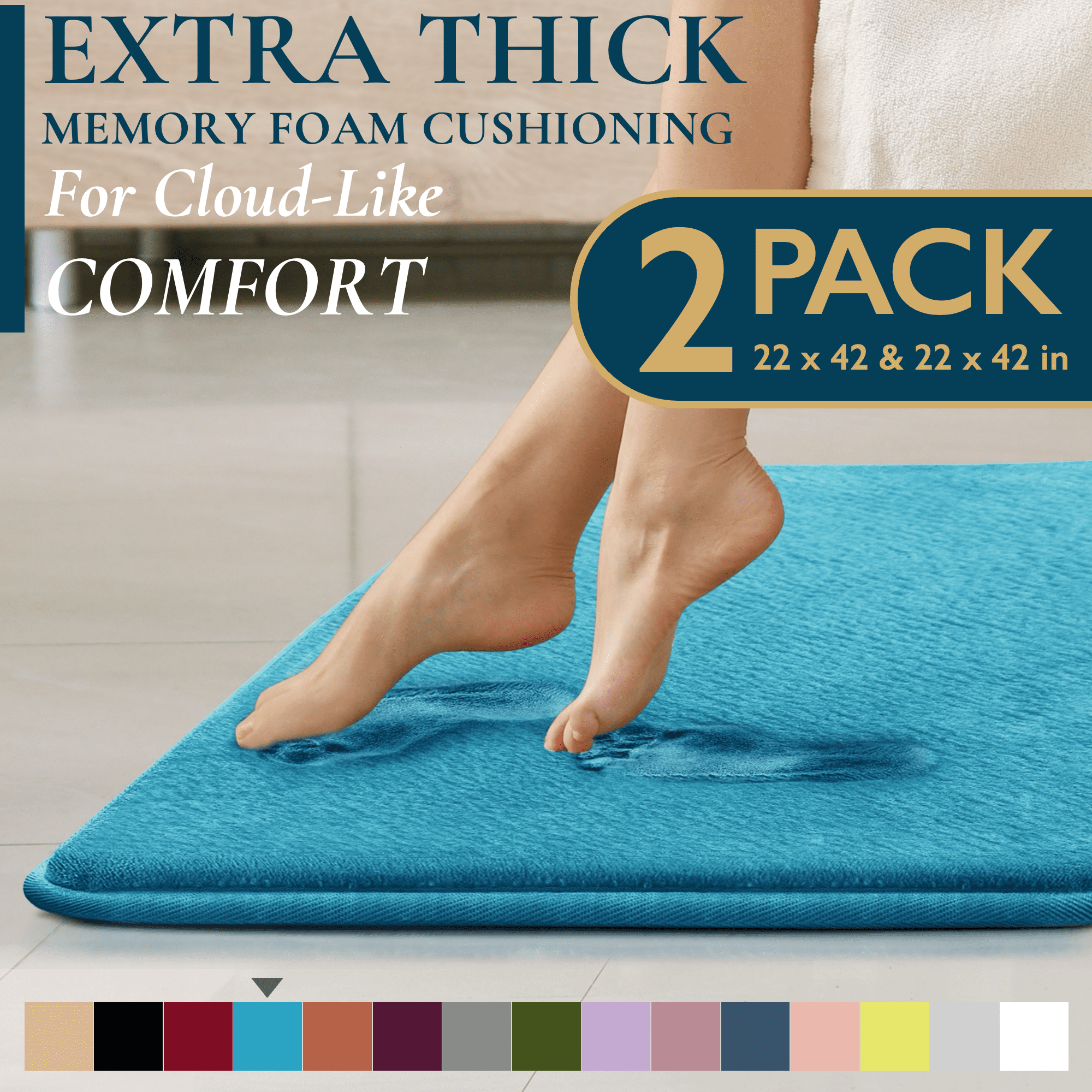 ComfiTime 2 Piece Bathroom Rugs Set – Thick Memory Foam, Non-Slip Bath ...