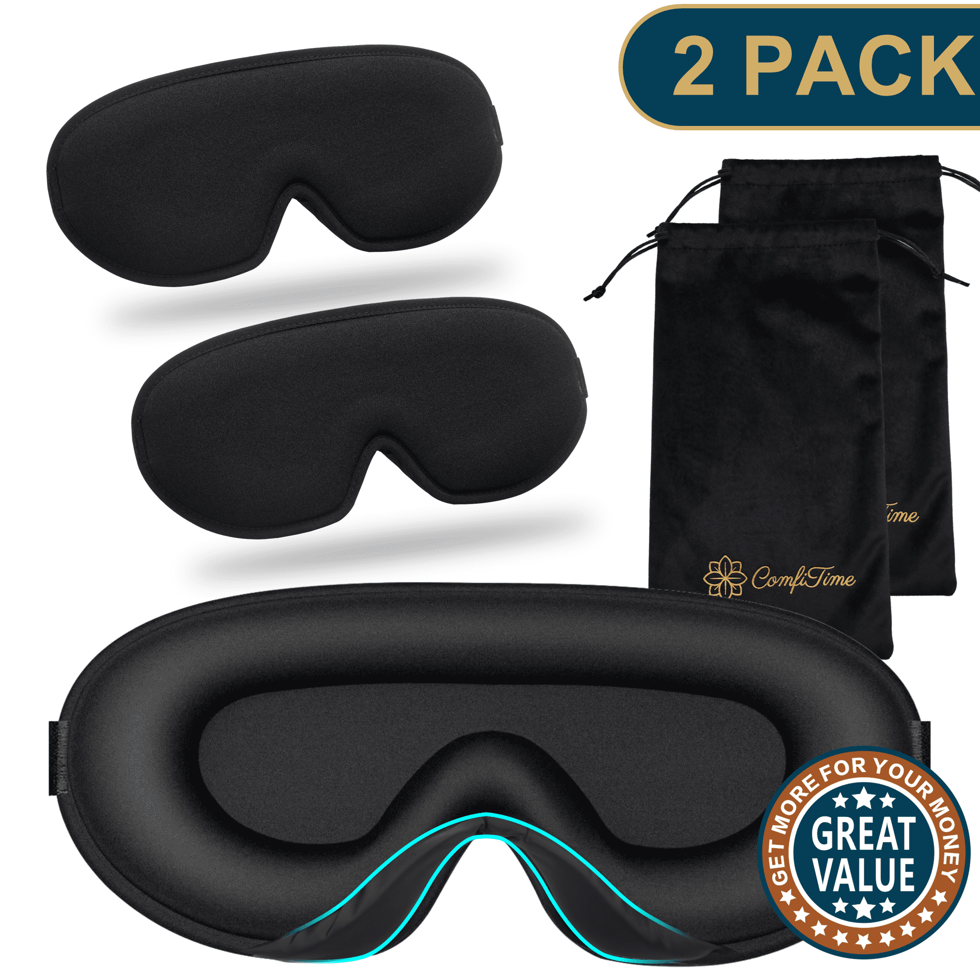 ComfiTime 3D Sleep Mask - 100% Blackout Eye Mask for Sleeping, Eye ...