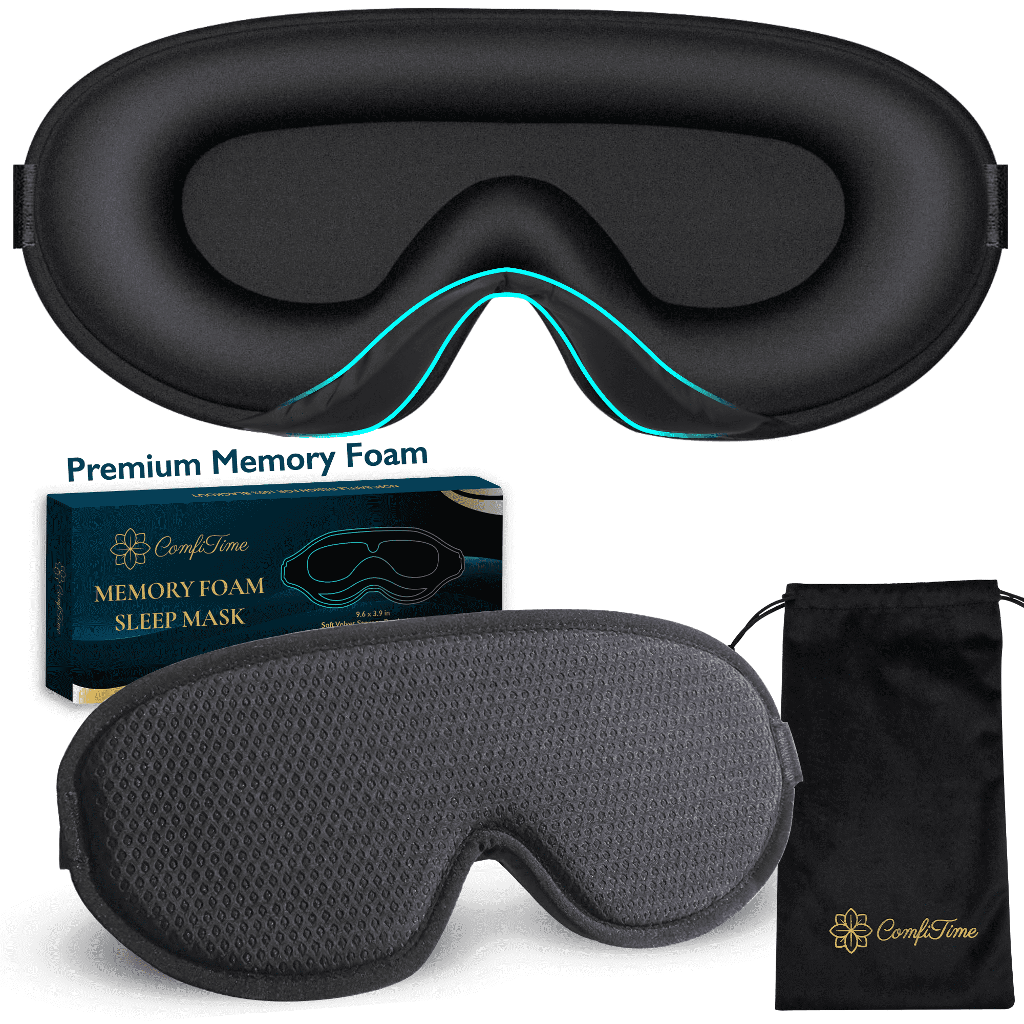 ComfiTime 3D Sleep Mask - 100% Blackout, Contour Blindfold with Nose ...
