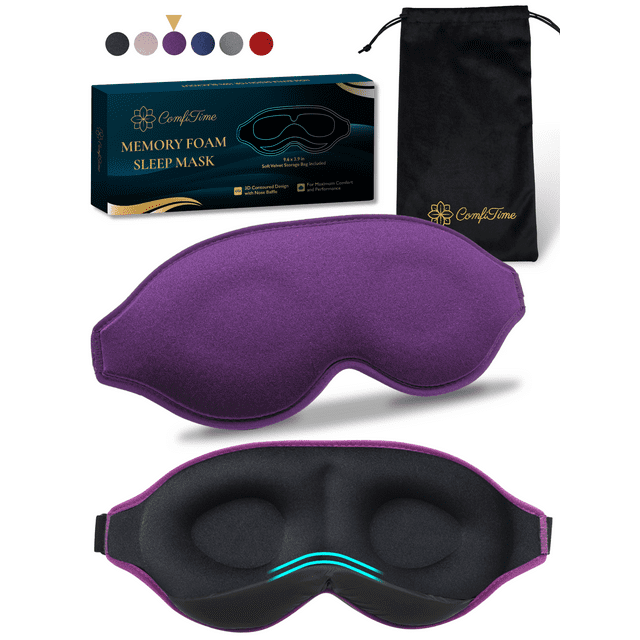 ComfiTime 3D Sleep Mask - 100% Blackout, Contour Blindfold, Soft ...