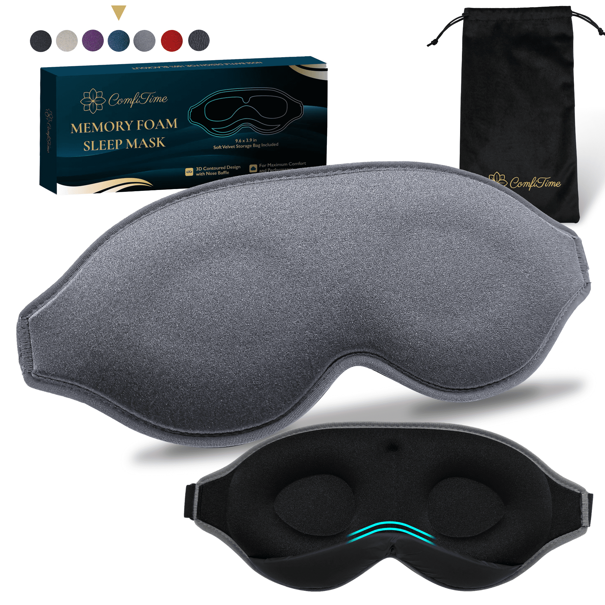 ComfiTime 3D Sleep Mask - Adult & Youth's Molded Light Blocking, 100% ...