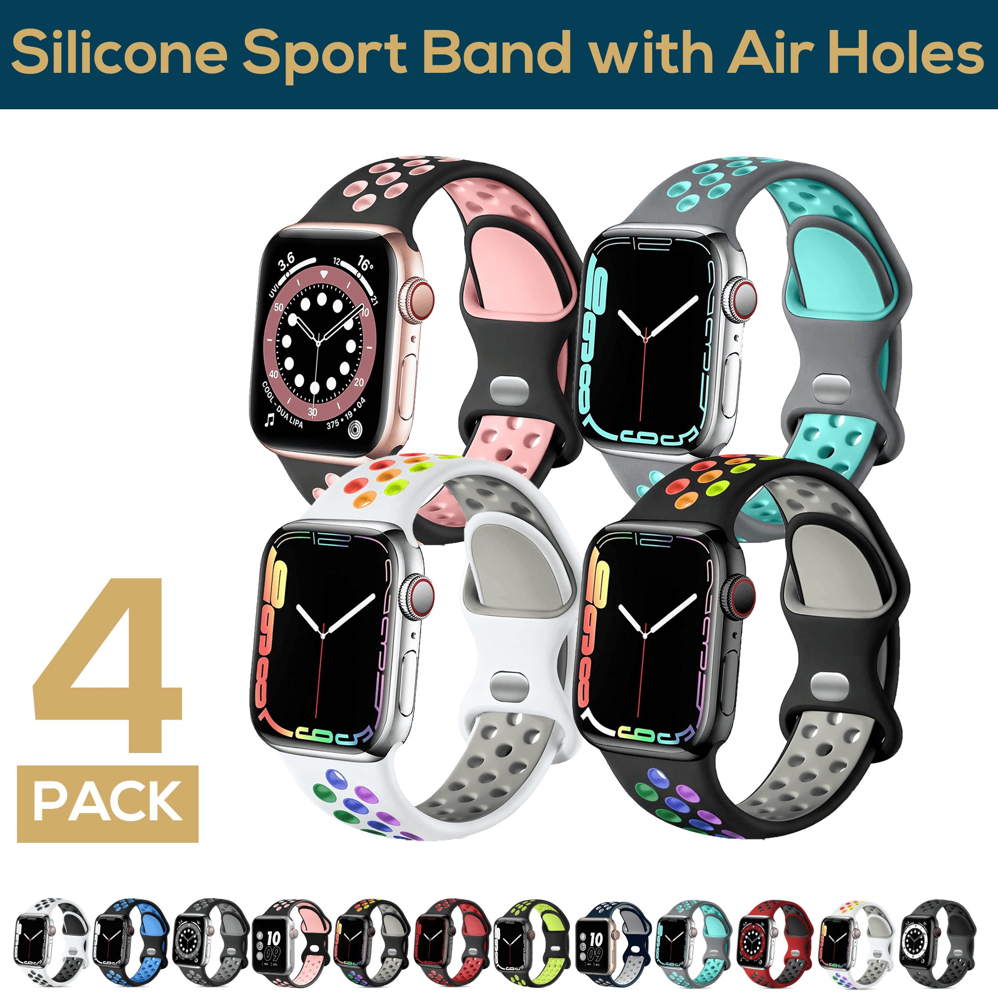 ComfiTime Silicone Apple Watch Bands for Series SE/9/1-8, Ultra1/2 (38 ...