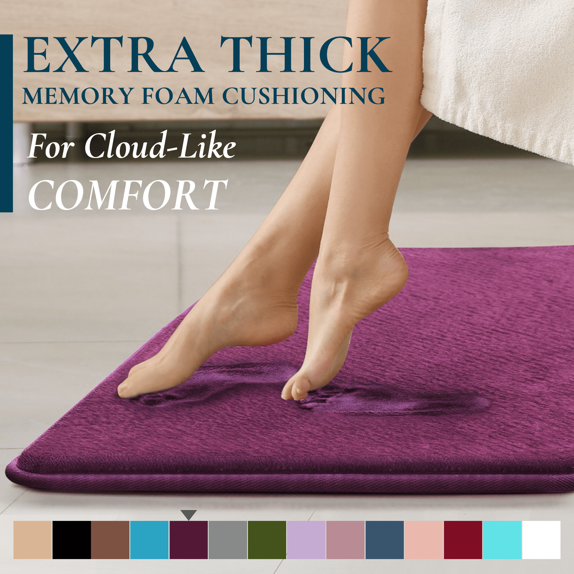ComfiTime Bathroom Rugs – 1 inch Thick Memory Foam, 22" x 42" Bath Mat ...