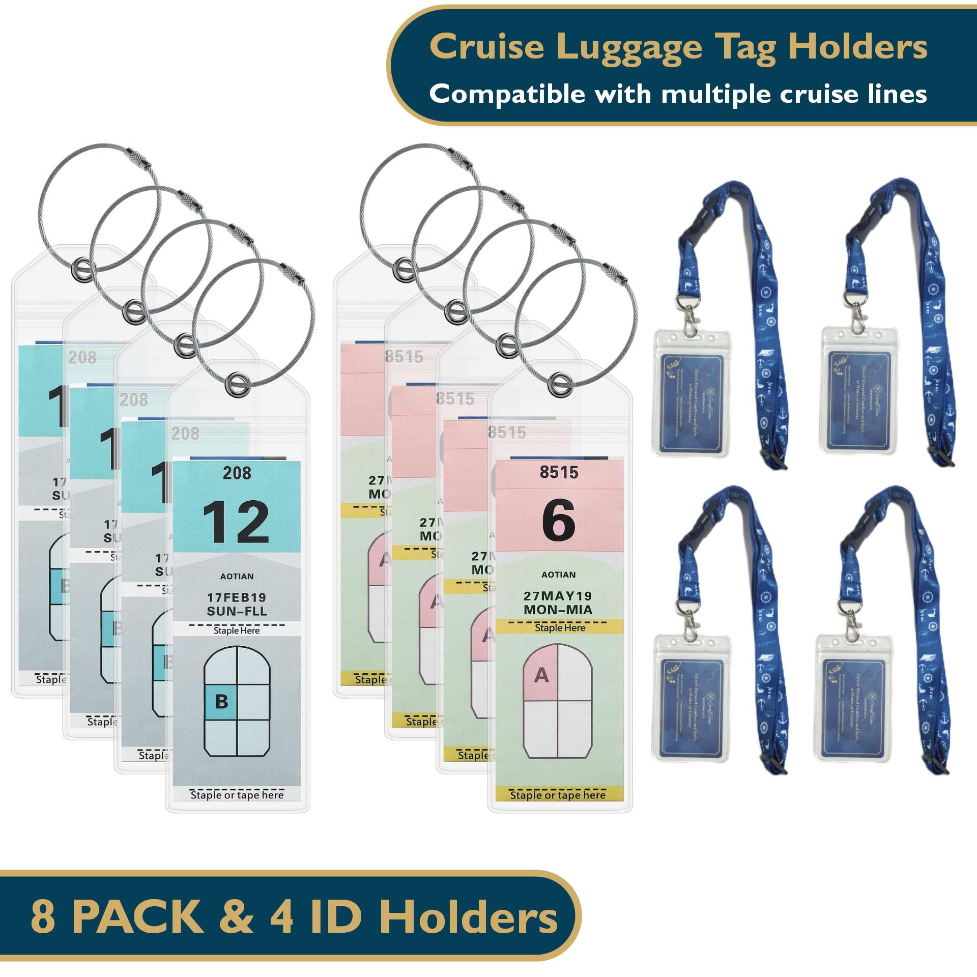 ComfiTime Cruise Luggage Tag Holders & ID Holder Set, Waterproof Clear ...