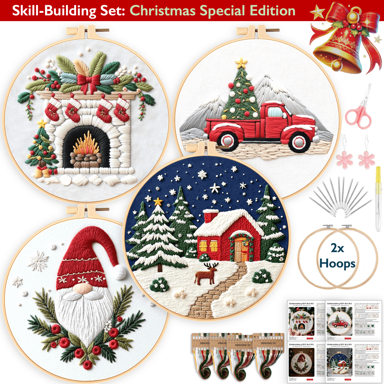 ComfiTime Christmas Embroidery Kit for Beginners to Intermediate Adults ...