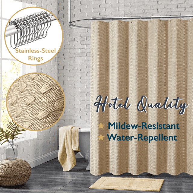 ComfiTime Fabric Shower Curtain with Hooks – 230 GSM Heavy-Duty ...