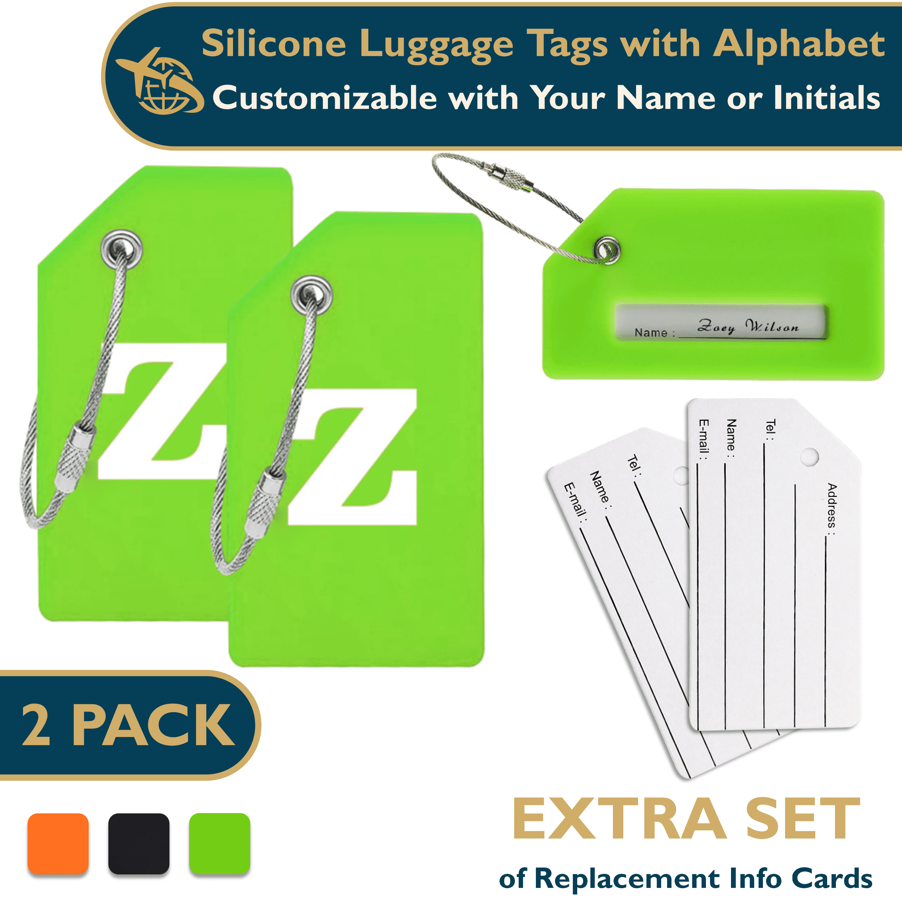 ComfiTime Luggage Tags with Alphabet– TSA Approved Silicone Luggage ...