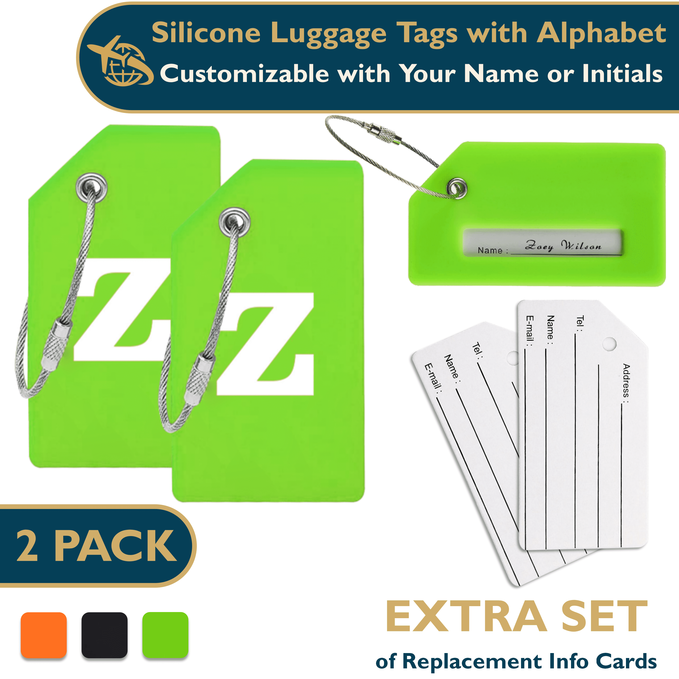 ComfiTime Luggage Tags with Alphabet– TSA Approved Silicone Luggage ...