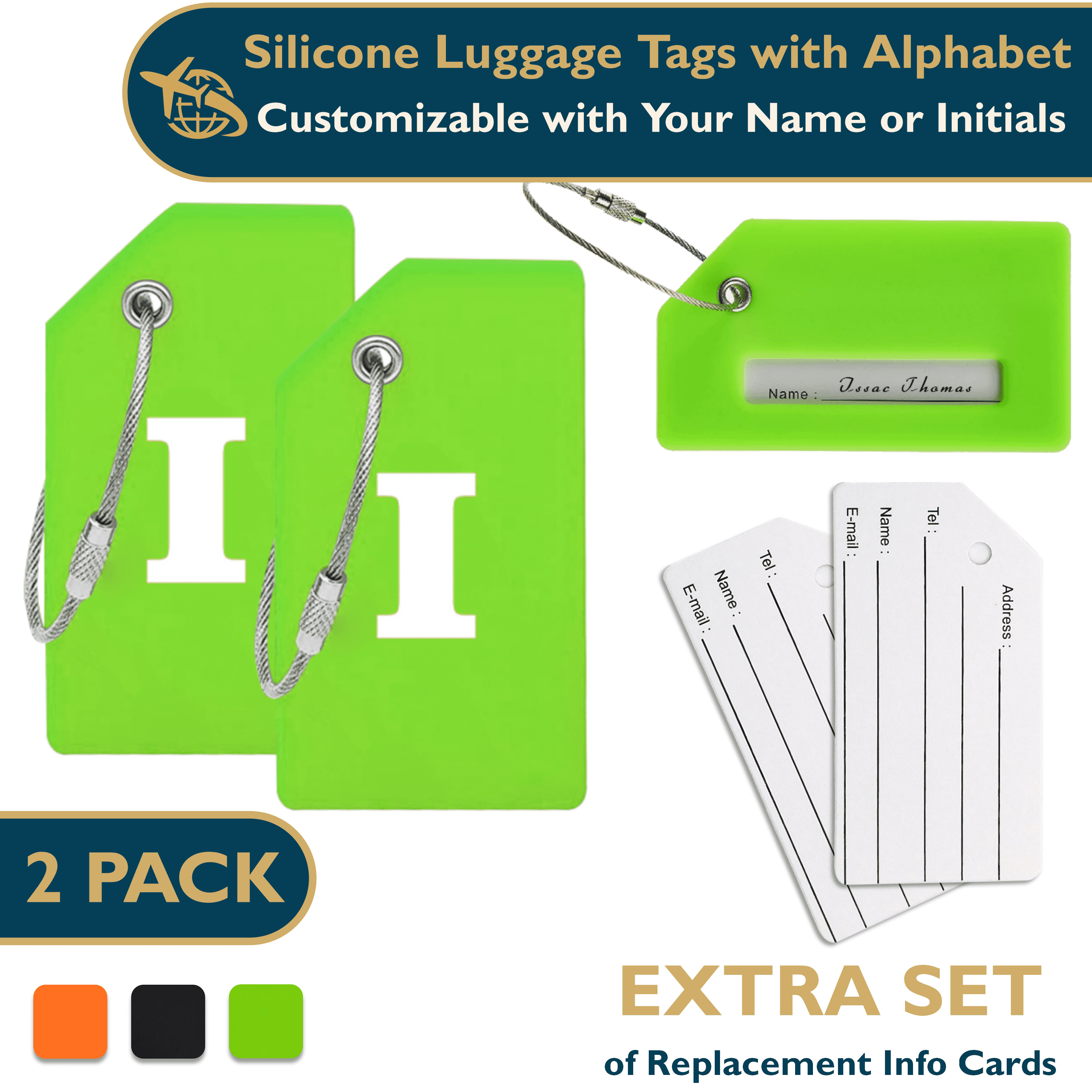 ComfiTime Luggage Tags with Alphabet– TSA Approved Silicone Luggage ...