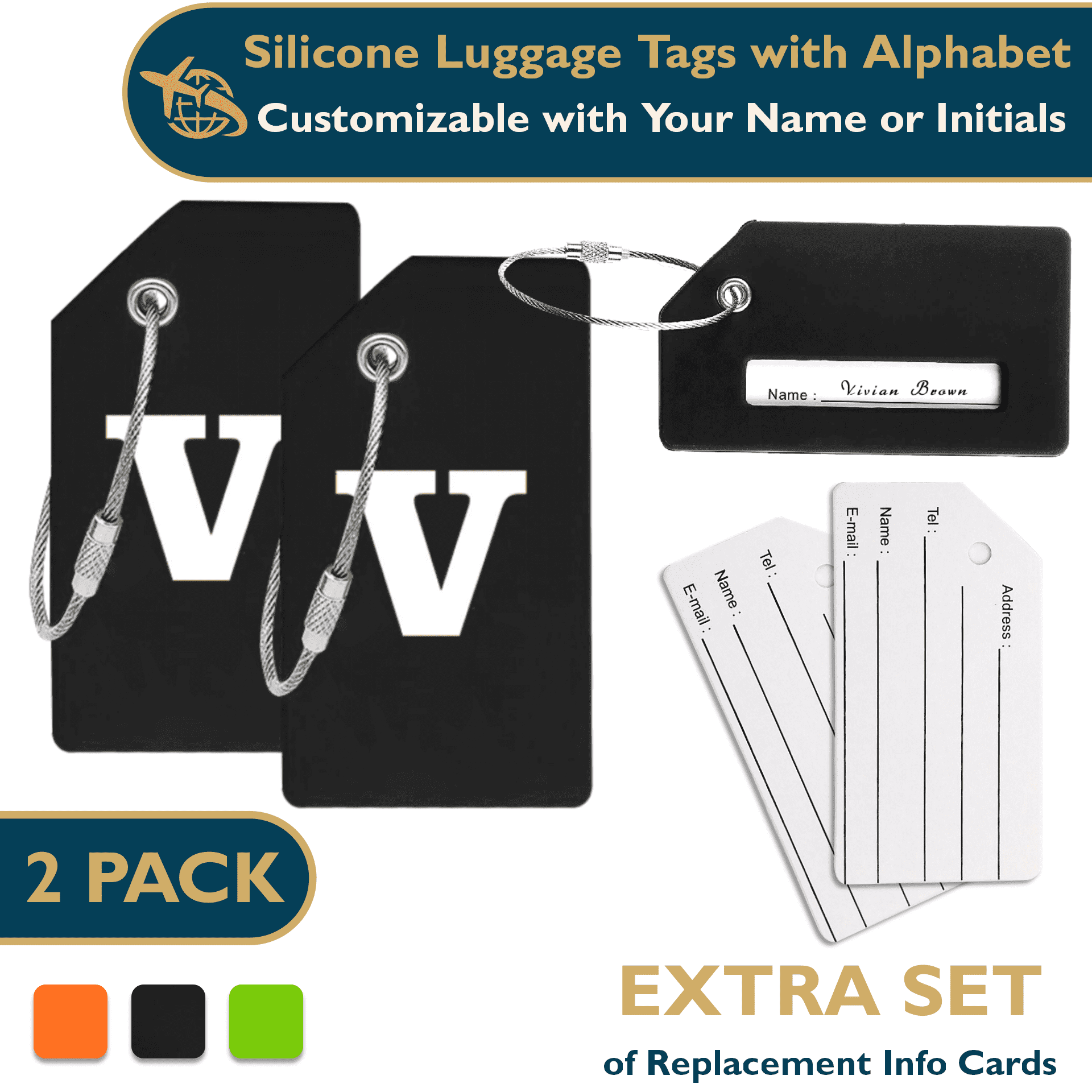 ComfiTime Luggage Tags with Alphabet– TSA Approved Silicone Luggage ...