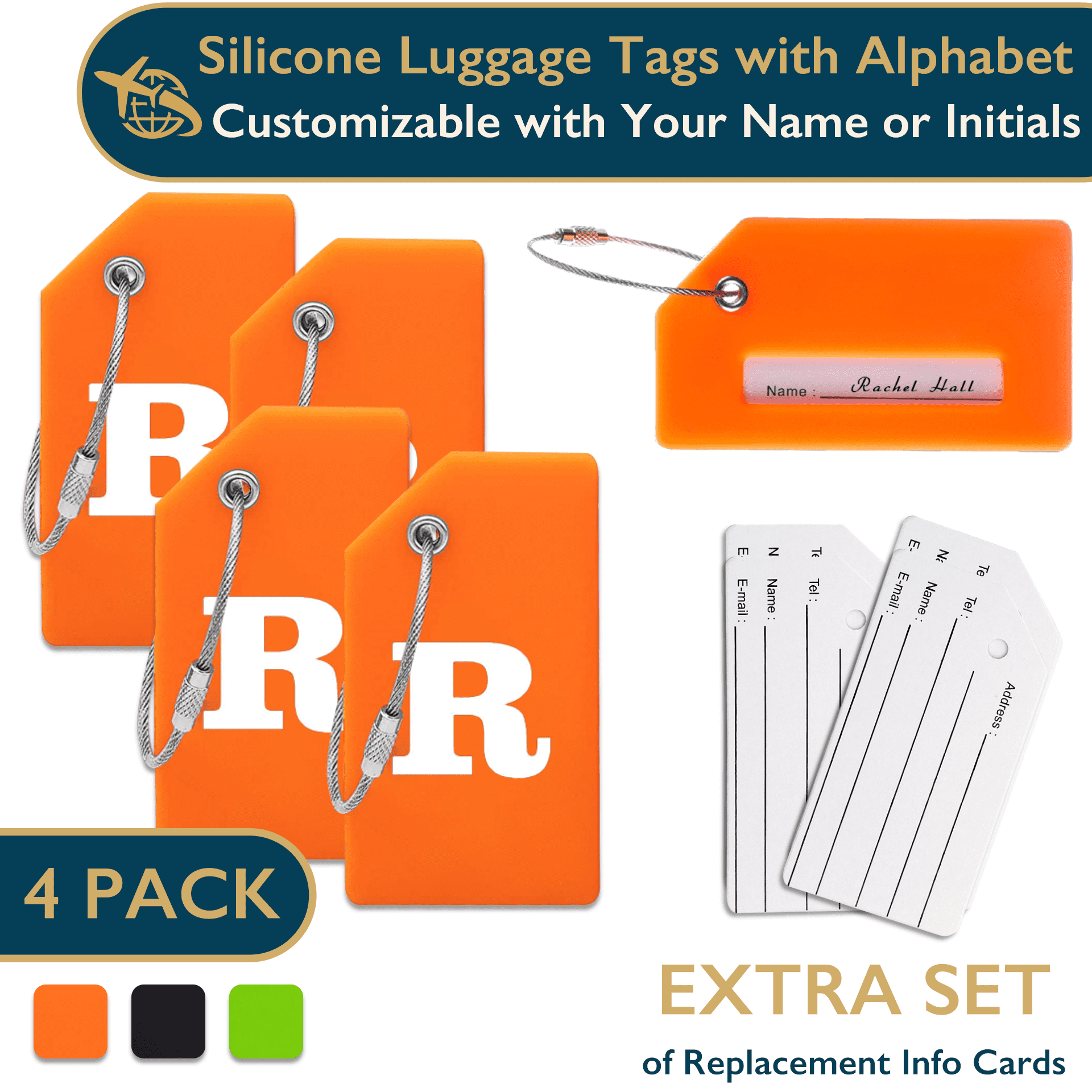 ComfiTime Silicone Luggage Tags, Travel Bag Identifier with Privacy ...