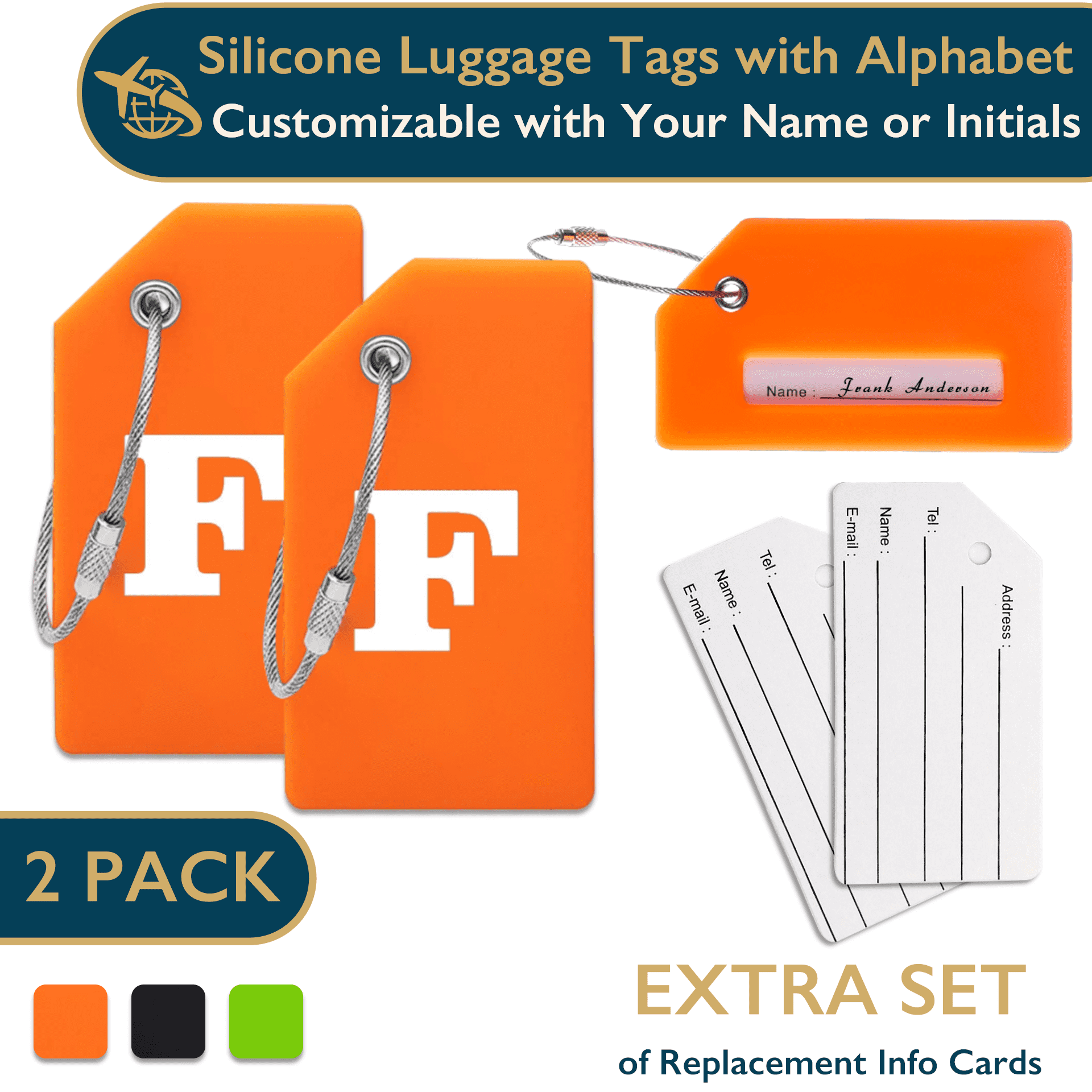 ComfiTime Luggage Tags with Alphabet– TSA Approved Silicone Luggage ...