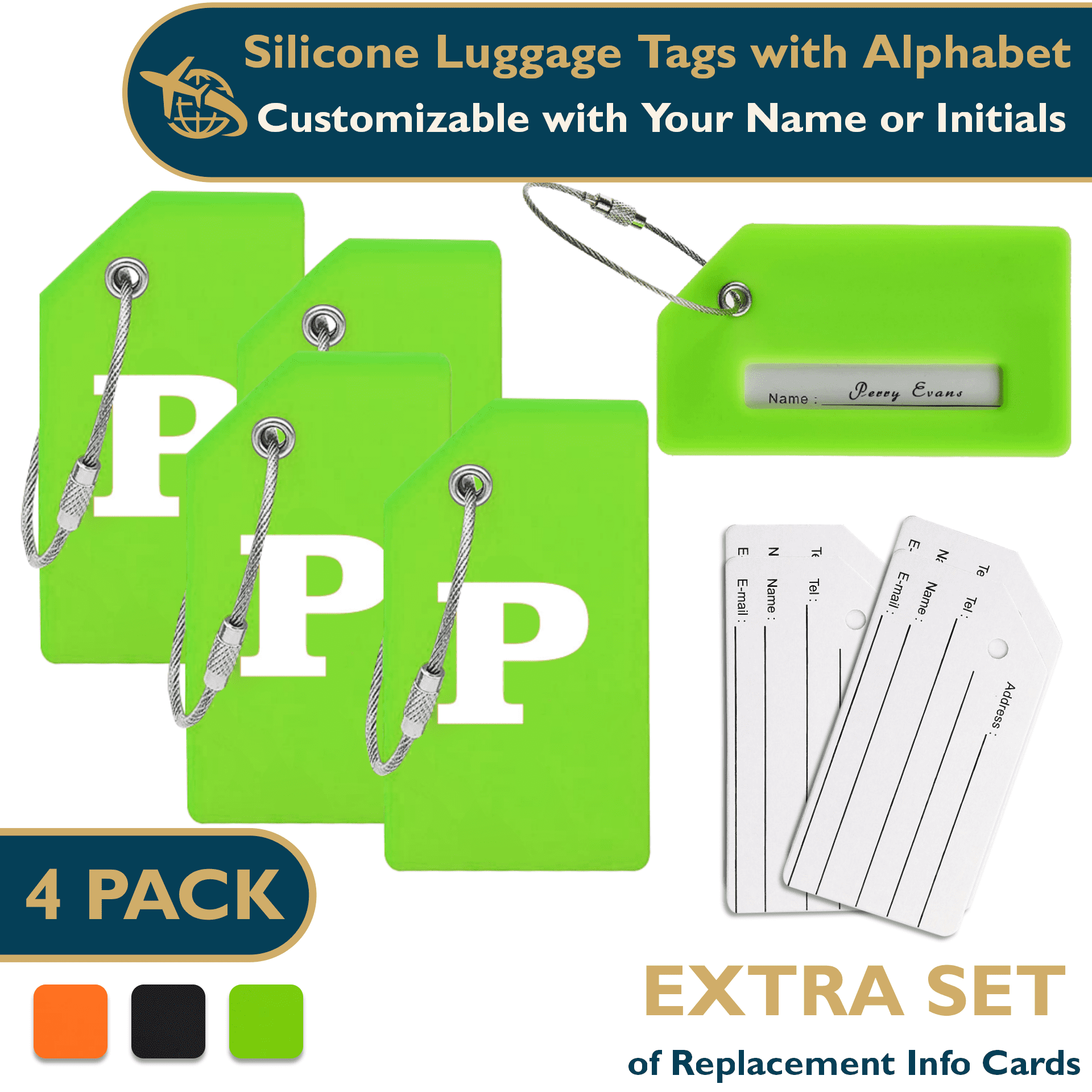 ComfiTime Luggage Tags with Alphabet– TSA Approved Silicone Luggage ...