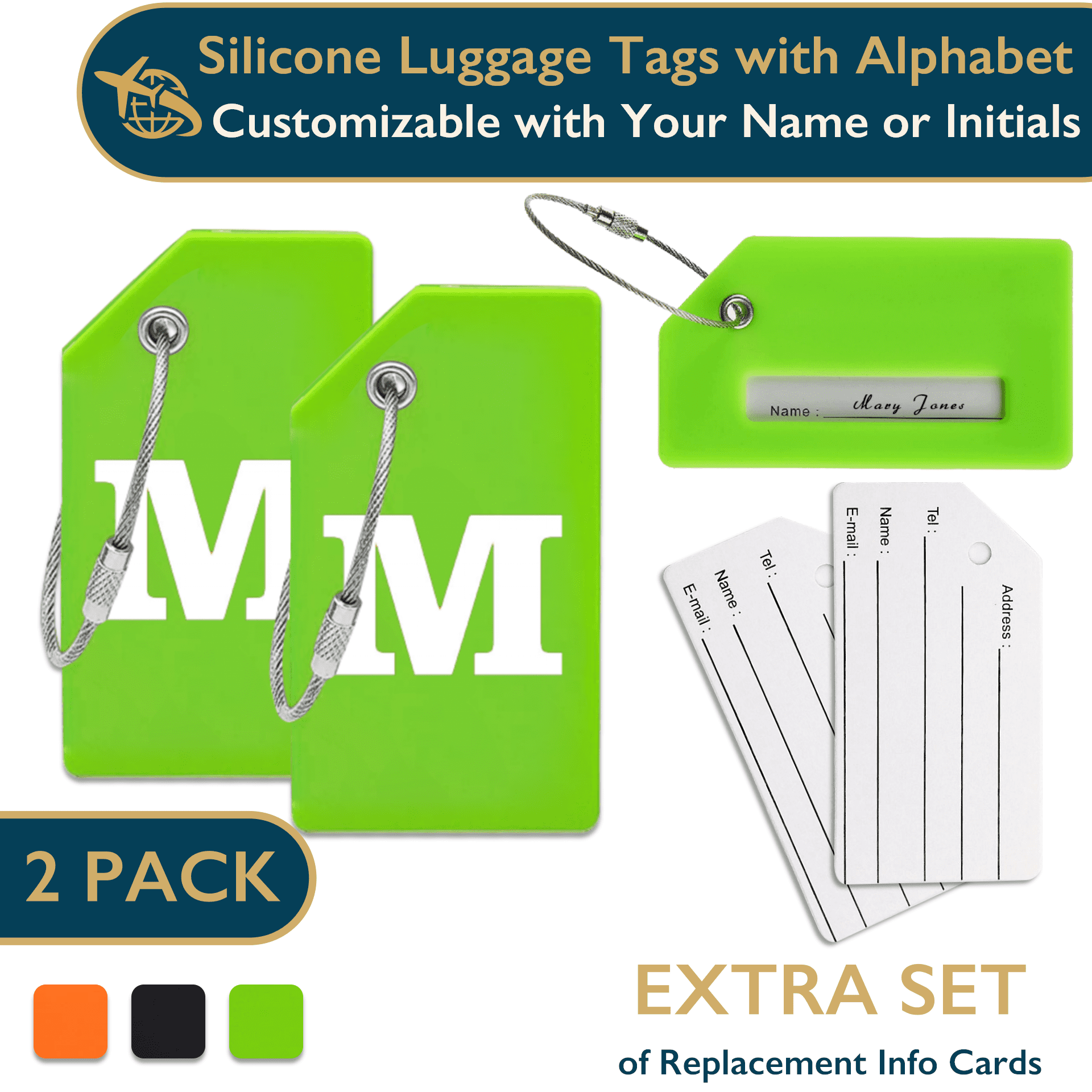 "ComfiTime Silicone Luggage Tags, Durable Travel Tags with Privacy ...