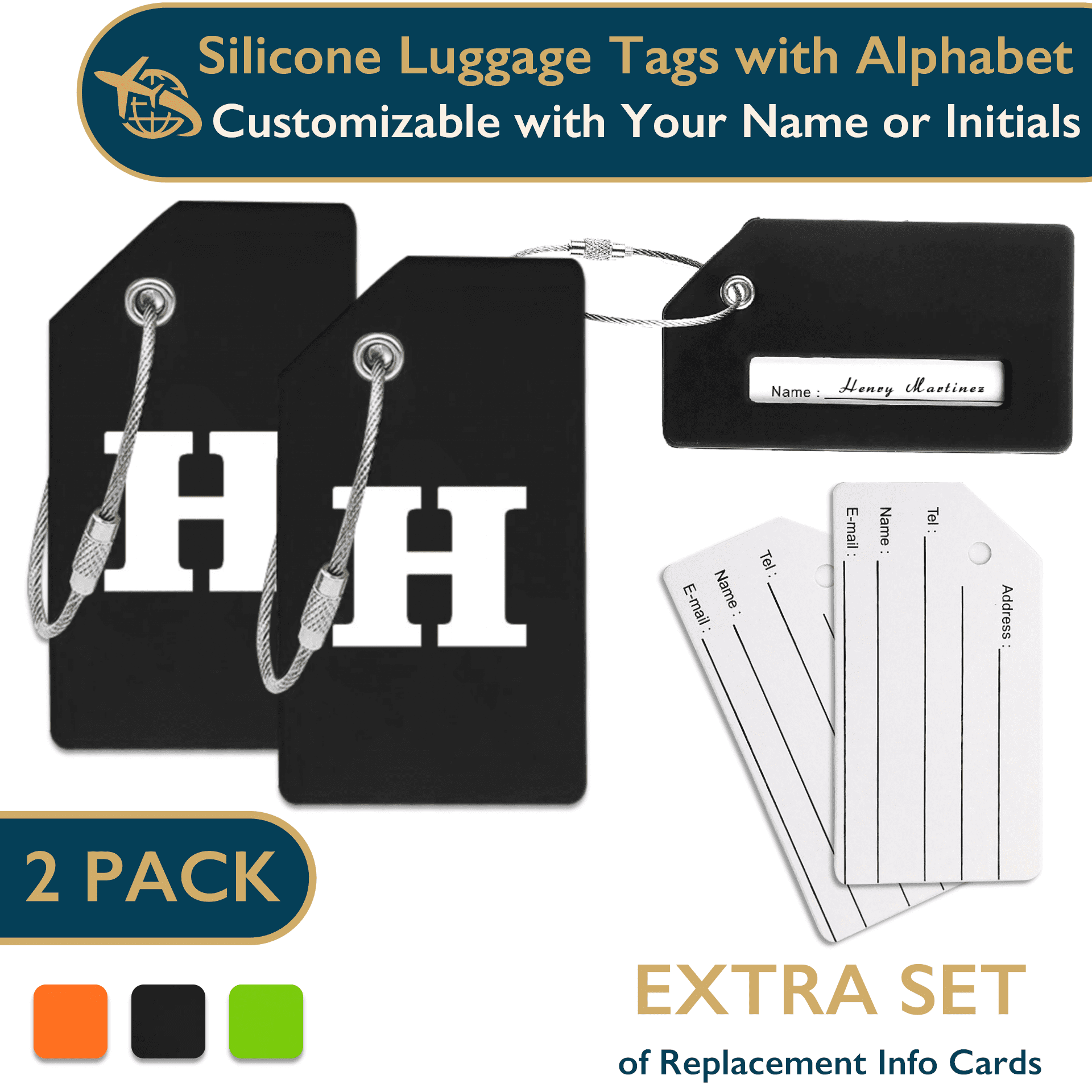 ComfiTime Silicone Luggage Tags– TSA Approved, for Suitcases ...