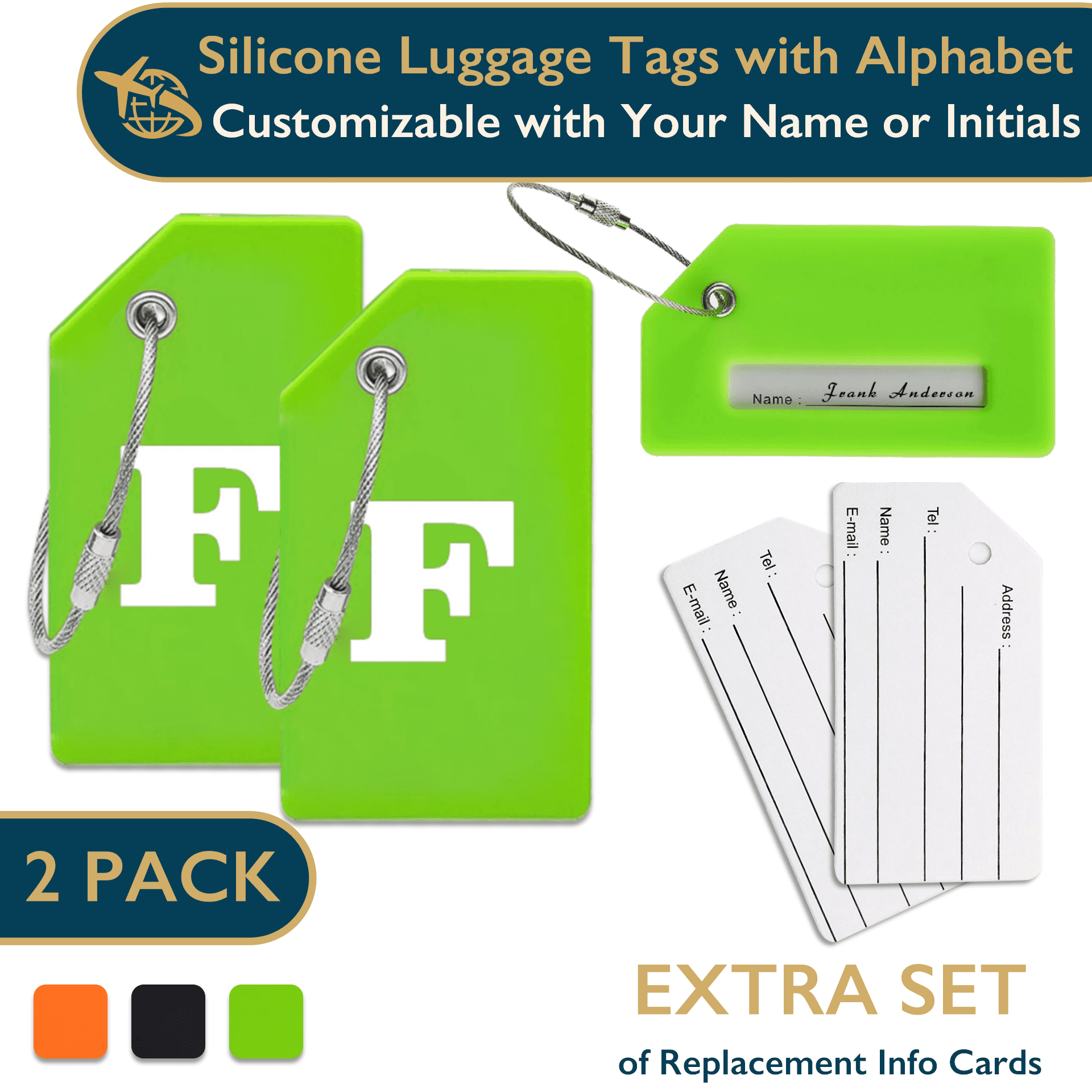 ComfiTime Luggage Tags with Alphabet– TSA Approved Silicone Luggage ...