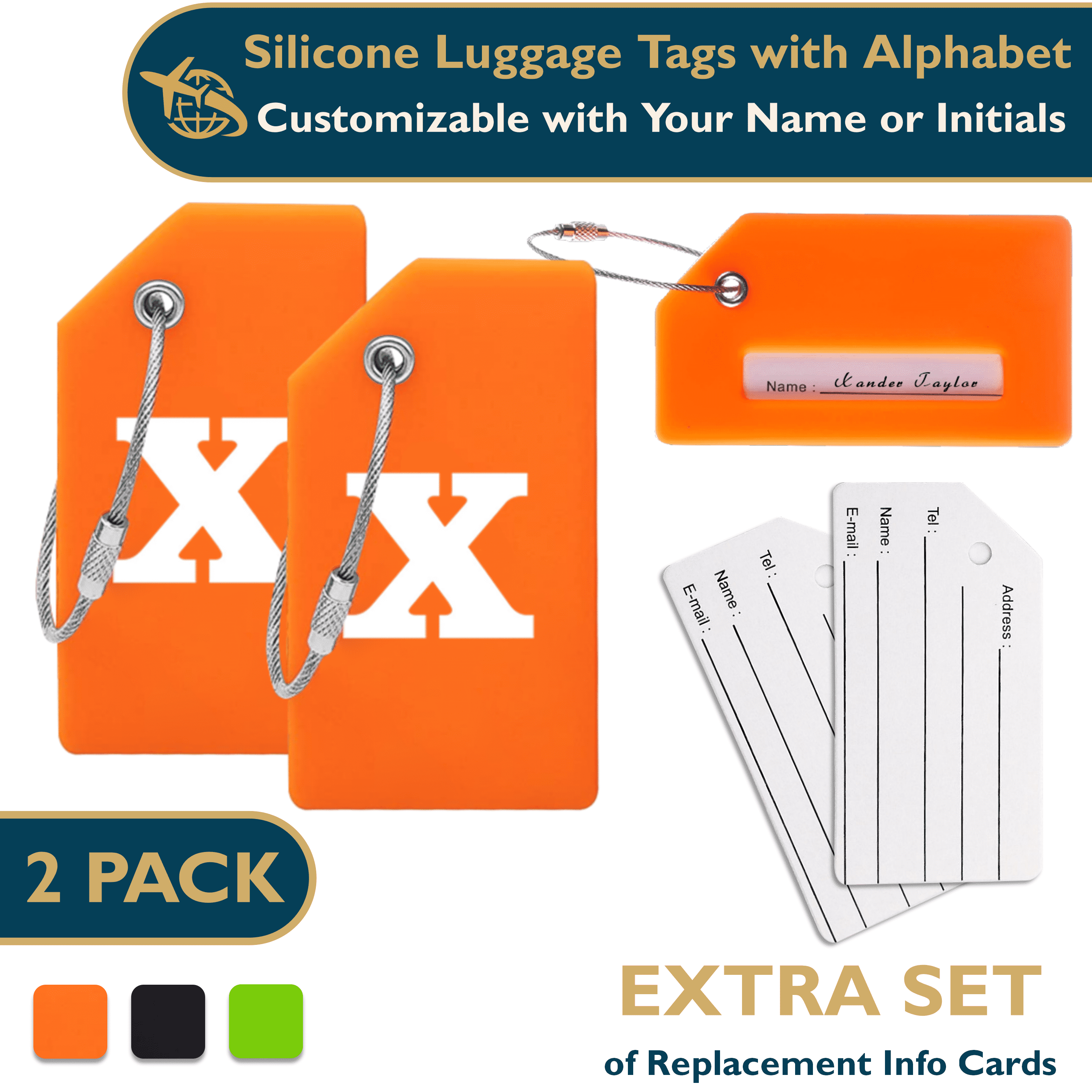 ComfiTime Luggage Tags with Alphabet– TSA Approved Silicone Luggage ...
