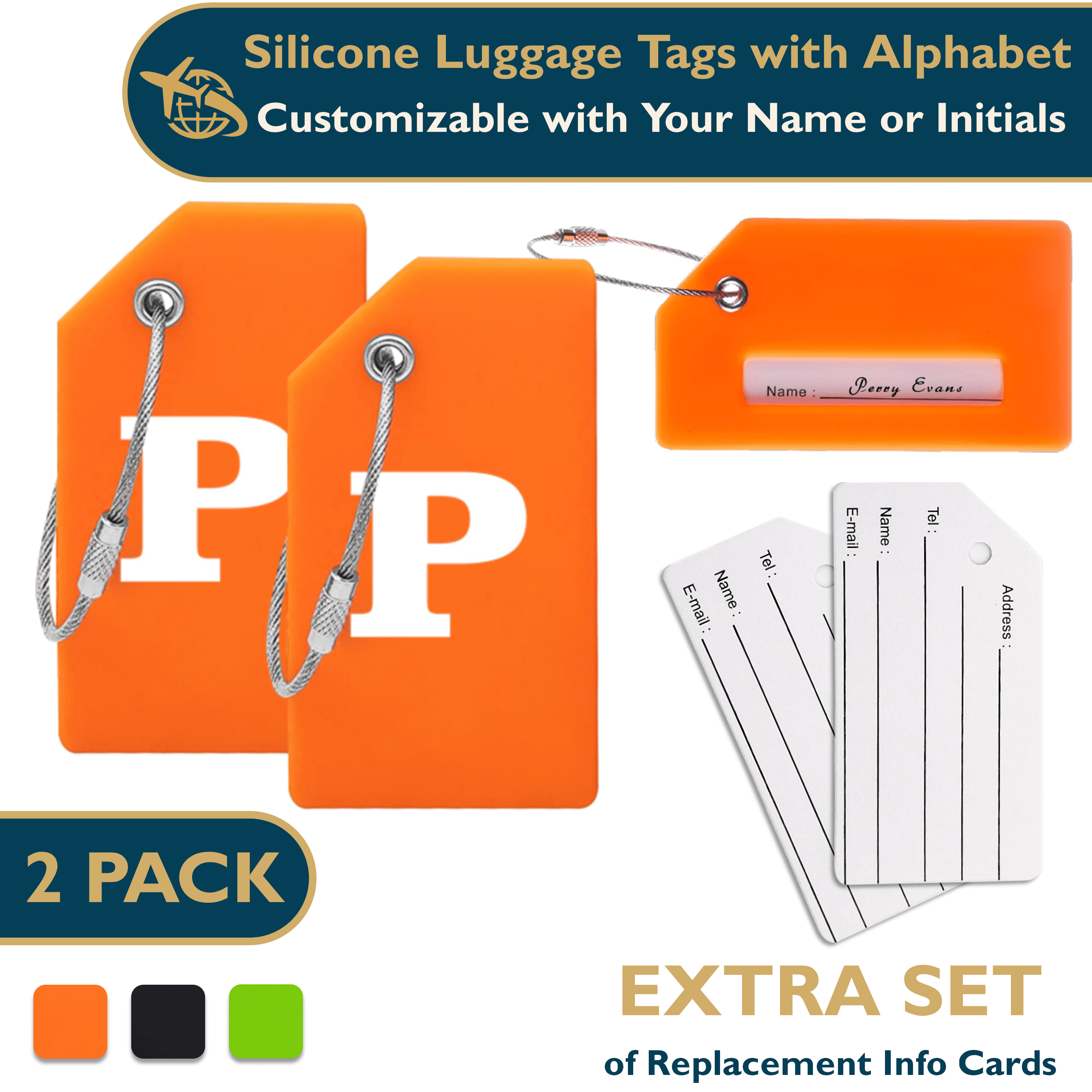 ComfiTime Luggage Tags with Alphabet– TSA Approved Silicone Luggage ...