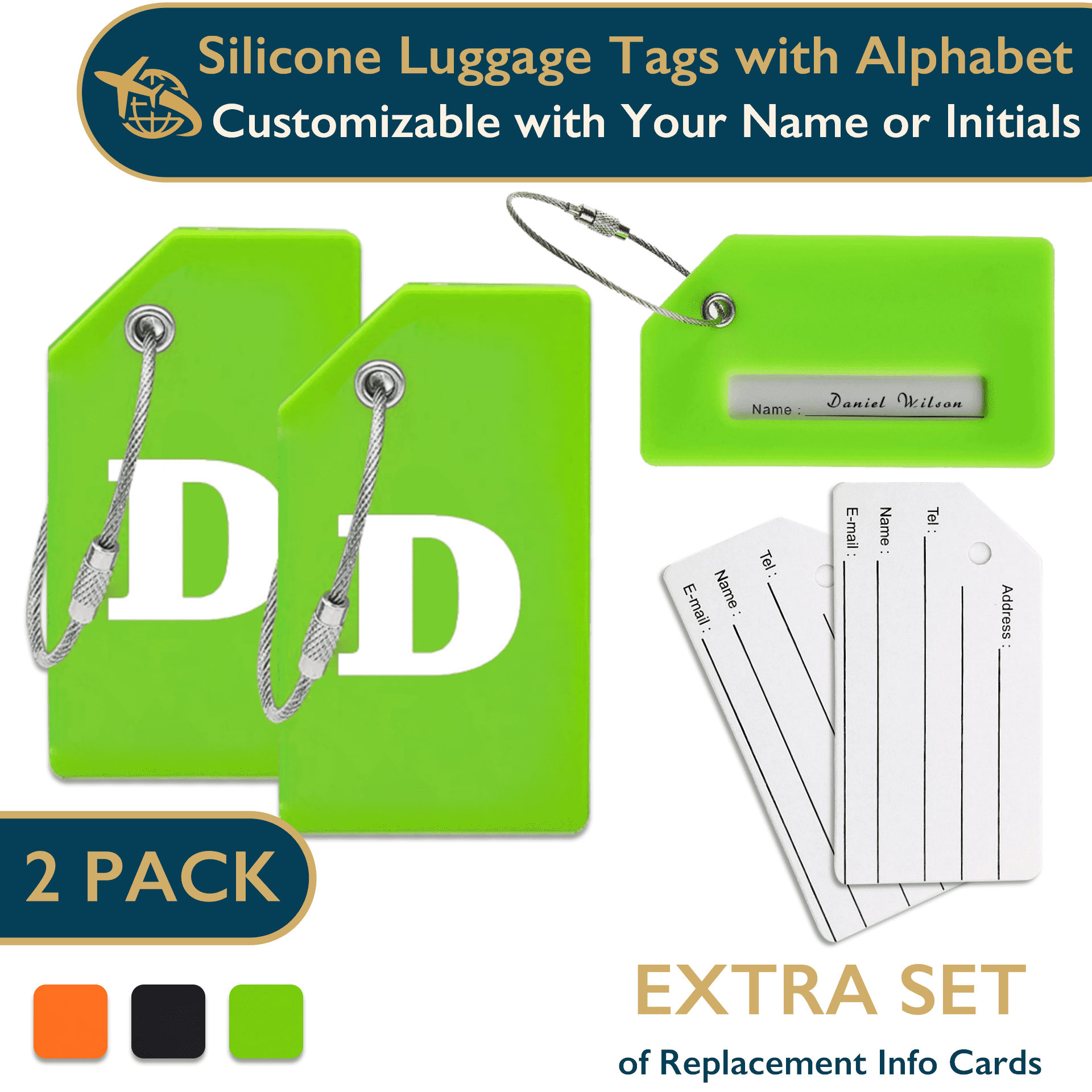 ComfiTime Luggage Tags with Alphabet– TSA Approved Silicone Luggage ...