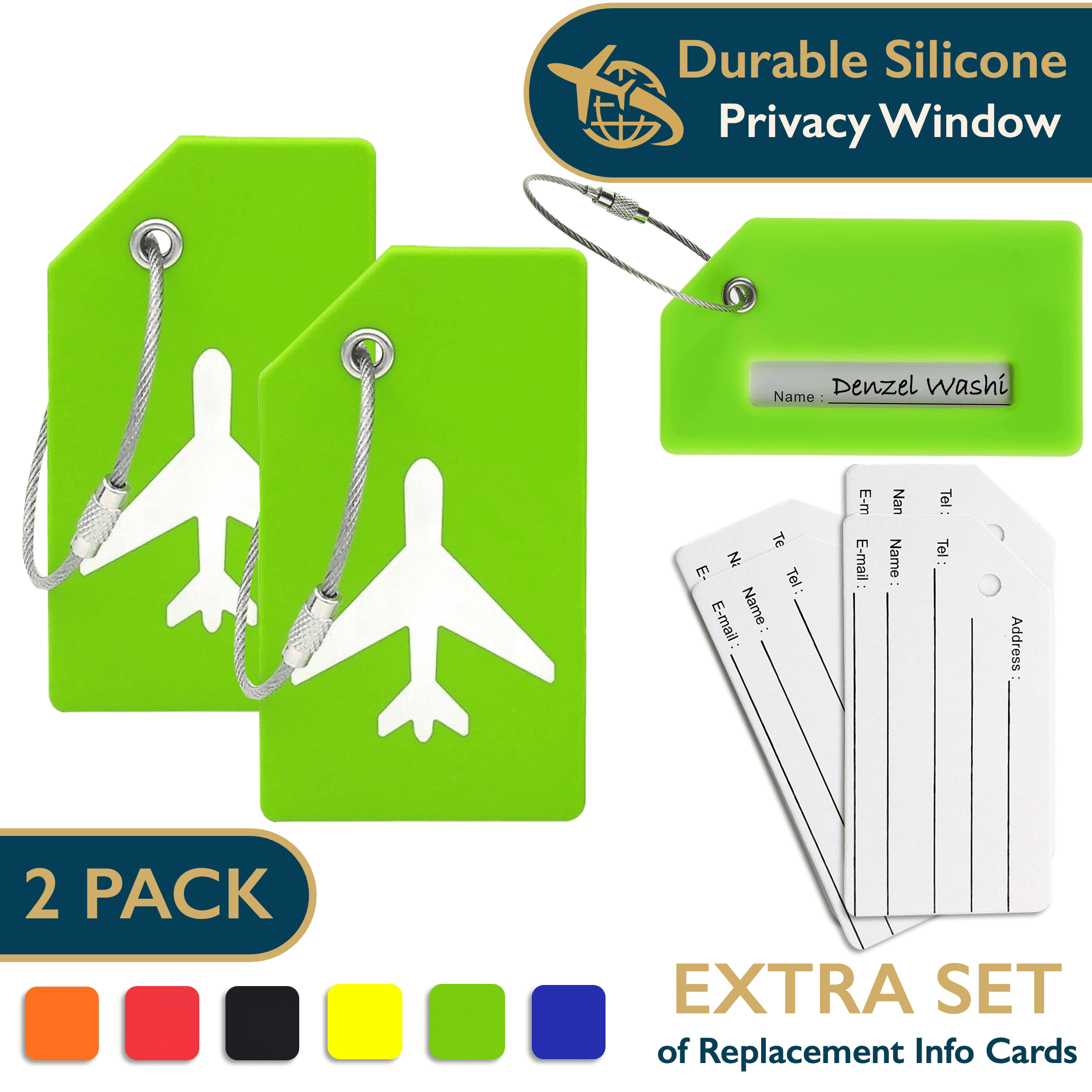 ComfiTime Cute Set Name Labels - Silicone Luggage Tags, TSA Approved ...