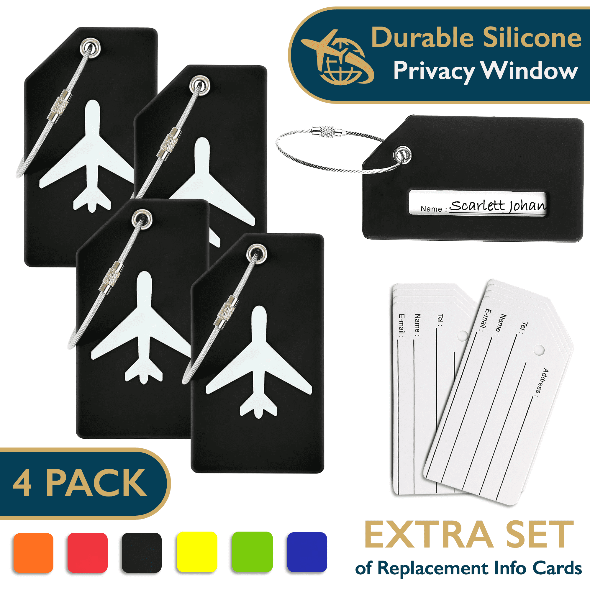 ComfiTime Cute Name Luggage Tags – TSA Approved Silicone Tags ...