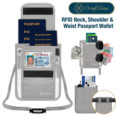 Travel Neck Pouch Neck Wallet with RFID Blocking Passport Holder Travel ...