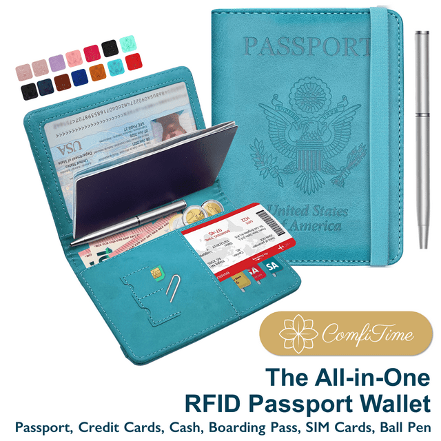 ComfiTime RFID Blocking Passport Holder & Vaccine Wallet, PU Leather ...