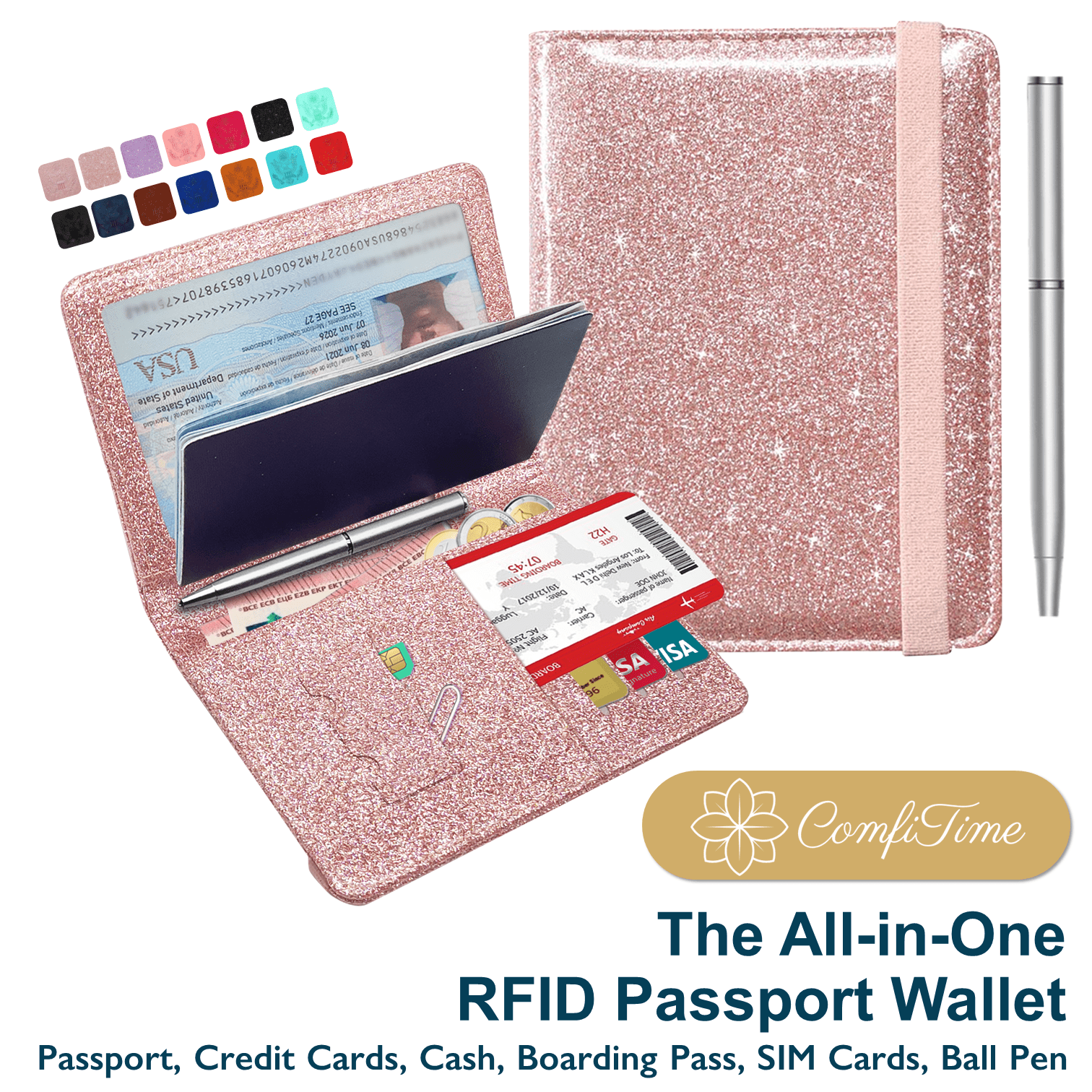 ComfiTime Passport Holder, RFID Blocking PU Leather Passport Cover and ...