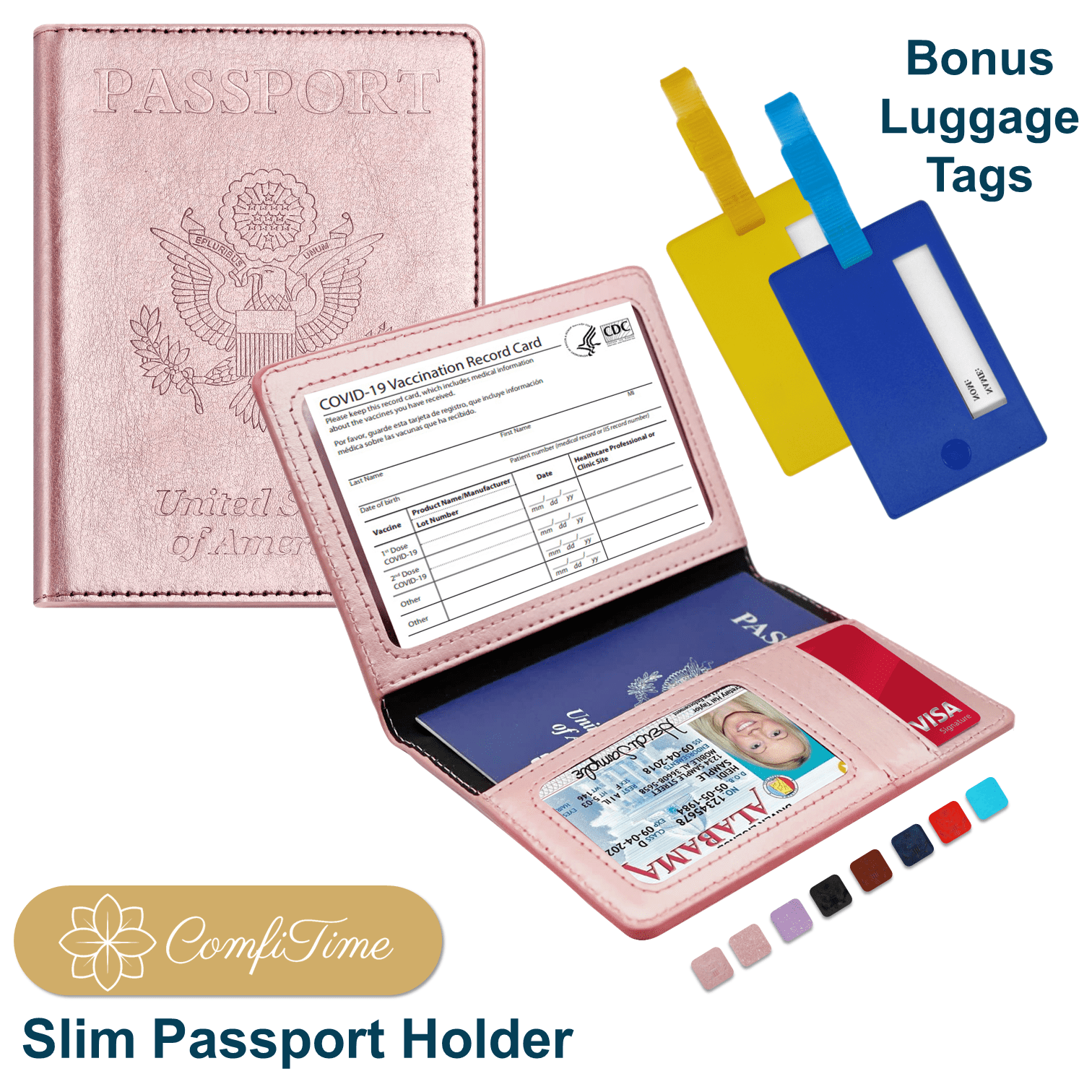 ComfiTime Passport Holder Combo – Slim Wallet with Vaccine & Credit ...