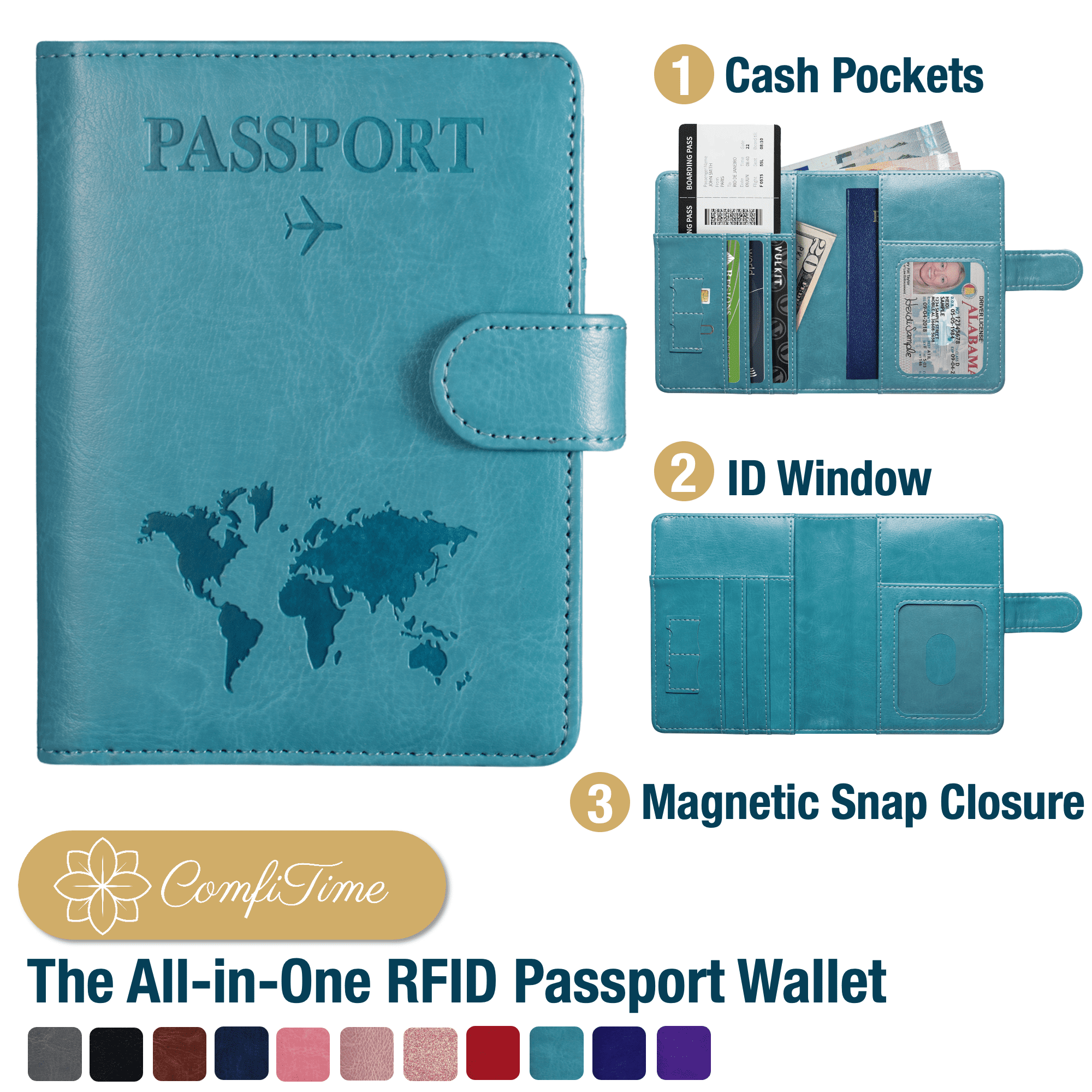 ComfiTime Passport Holder – RFID Blocking Passport Travel Wallet ...