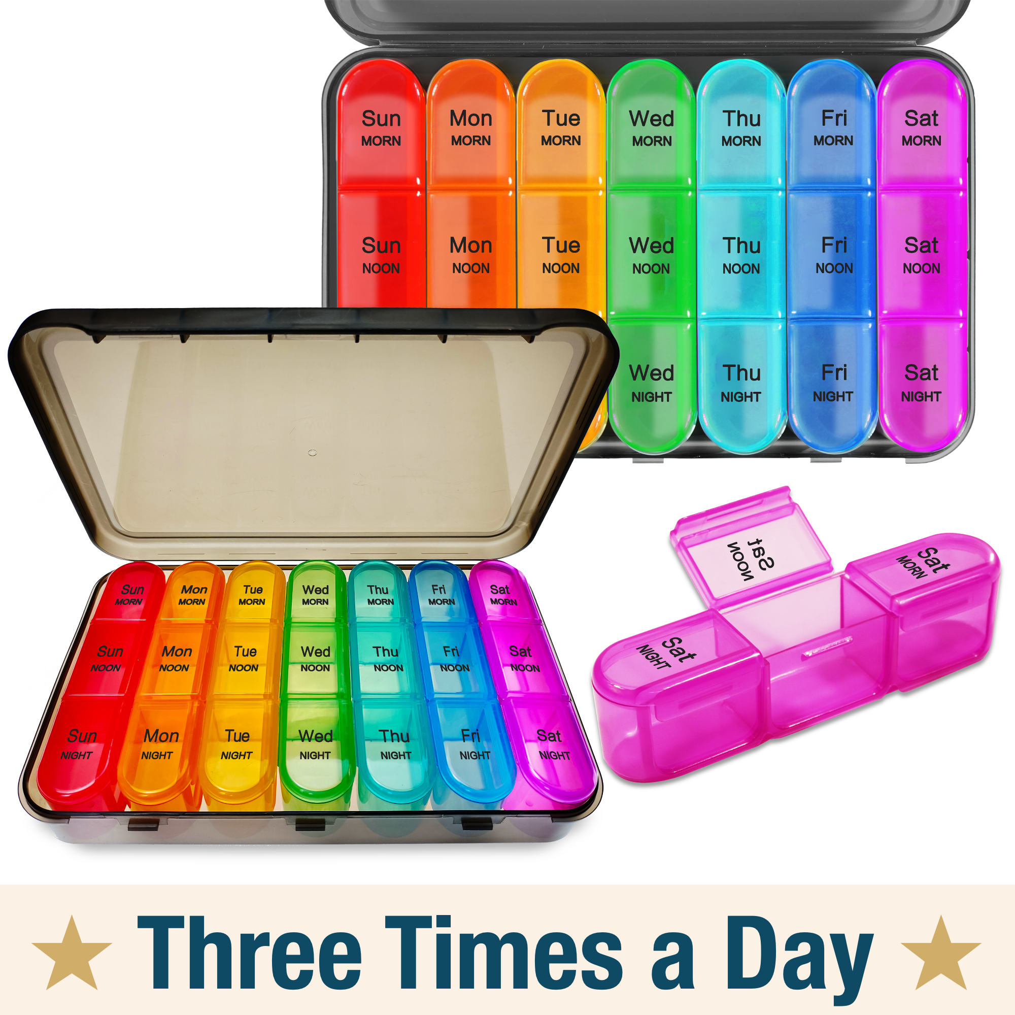 ComfiTime Weekly Pill Organizer, 7-Day Travel Pill Box with AM/PM ...