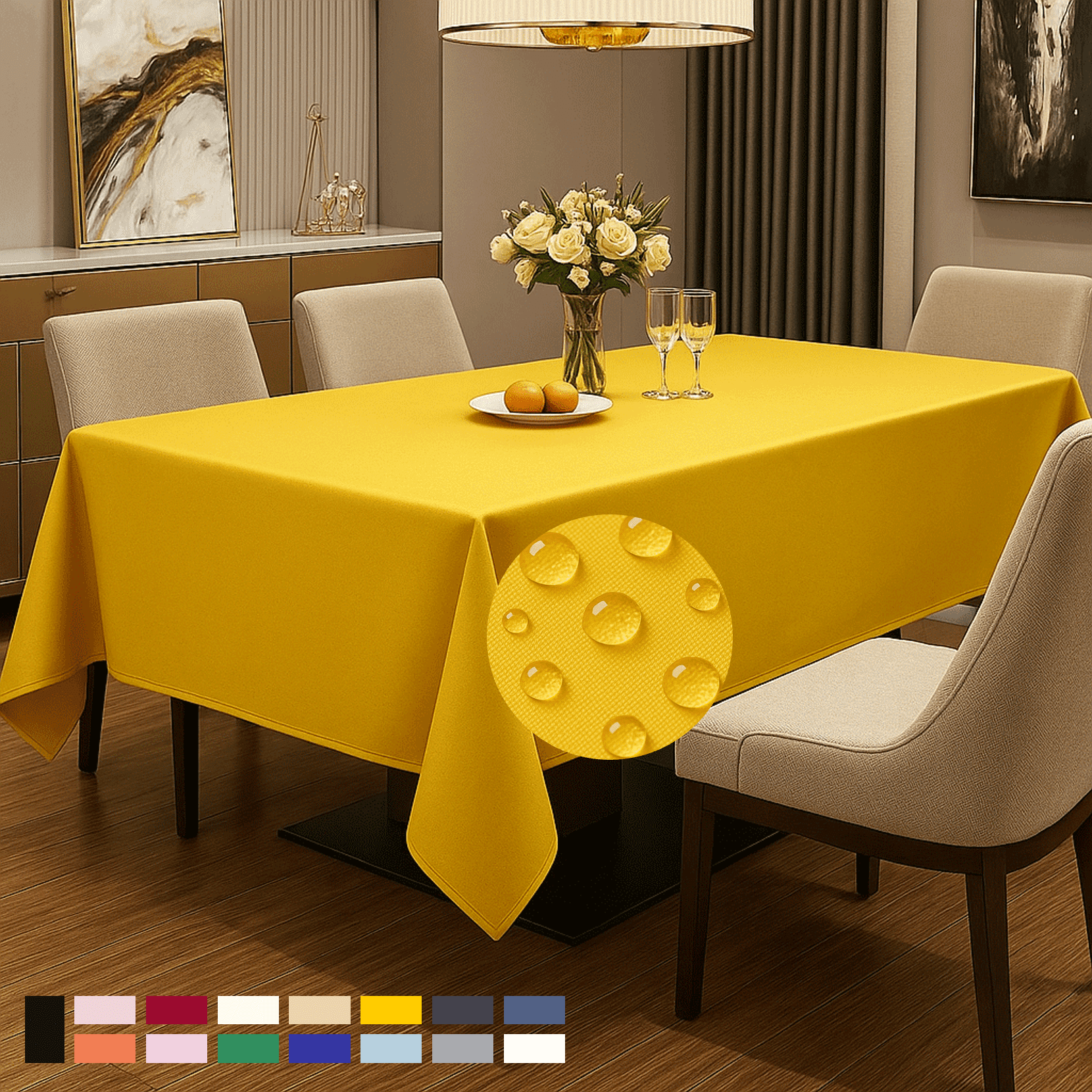 ComfiTime Tablecloth – 60 x 102 Durable Polyester Fabric Table Cover ...