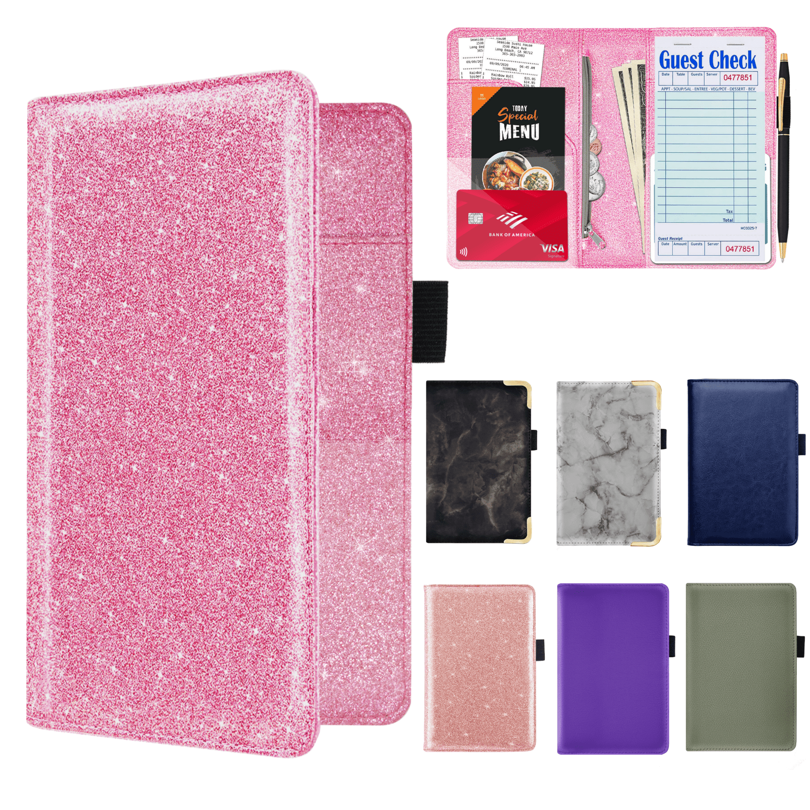 ComfiTime Server Book for Waitress–PU Leather Waitress/Waiter Book with ...