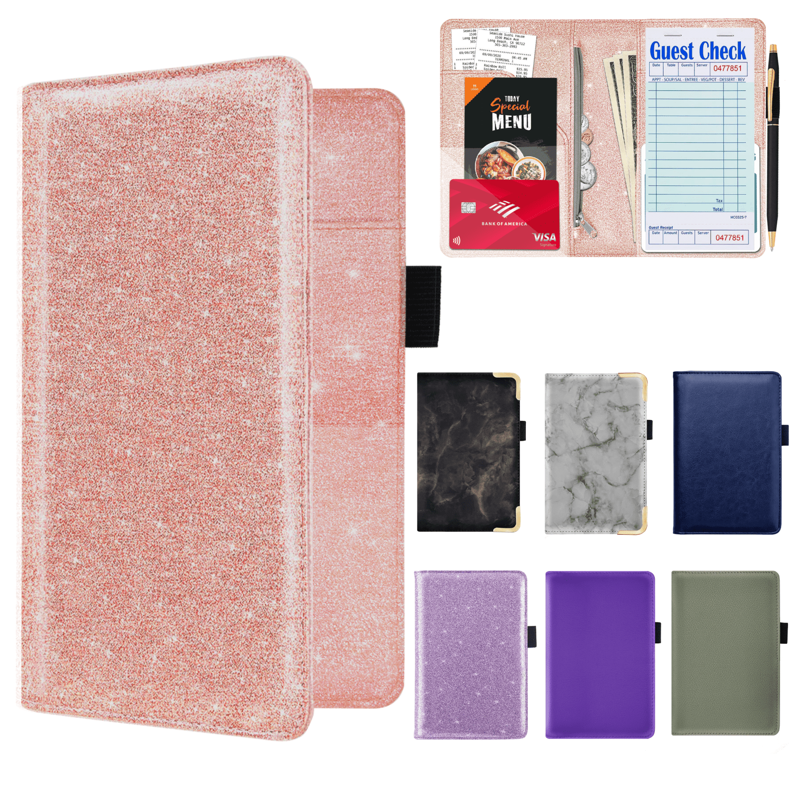 ComfiTime Server Book for Waitress–PU Leather Waitress/Waiter Book w ...