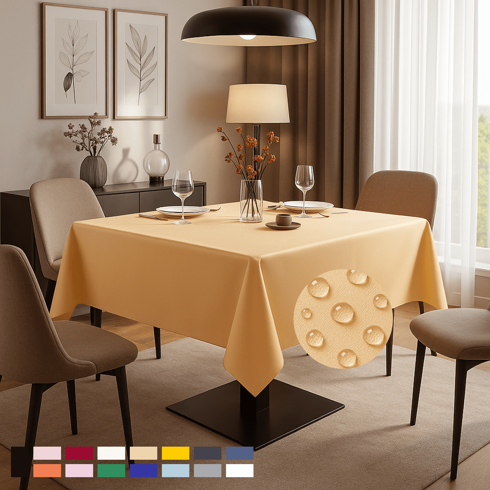 ComfiTime Tablecloth – 54 x 54 Durable Polyester Fabric Table Cover ...